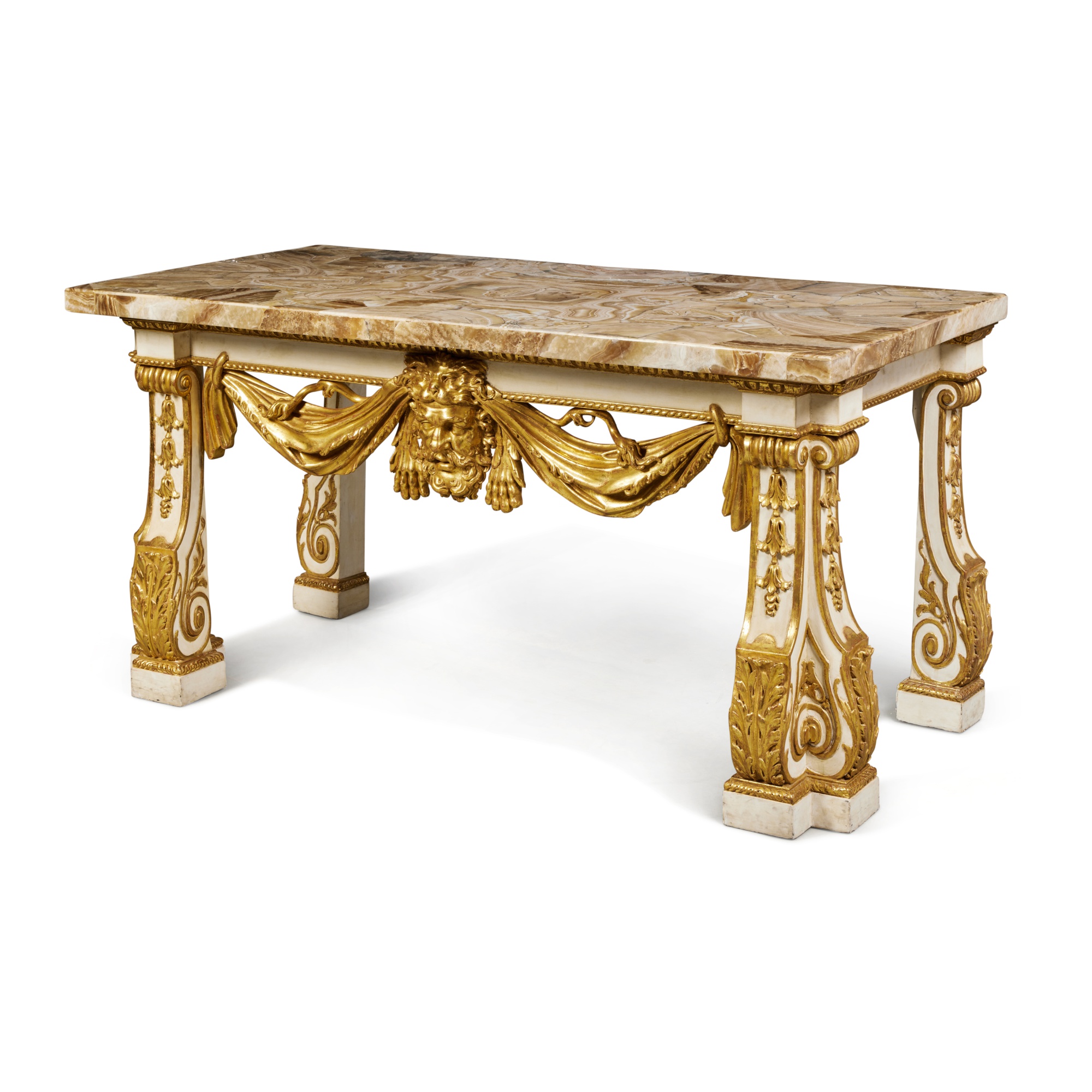 A George II Revival Cream-Painted and Parcel-Gilt Pier Table, after the ...