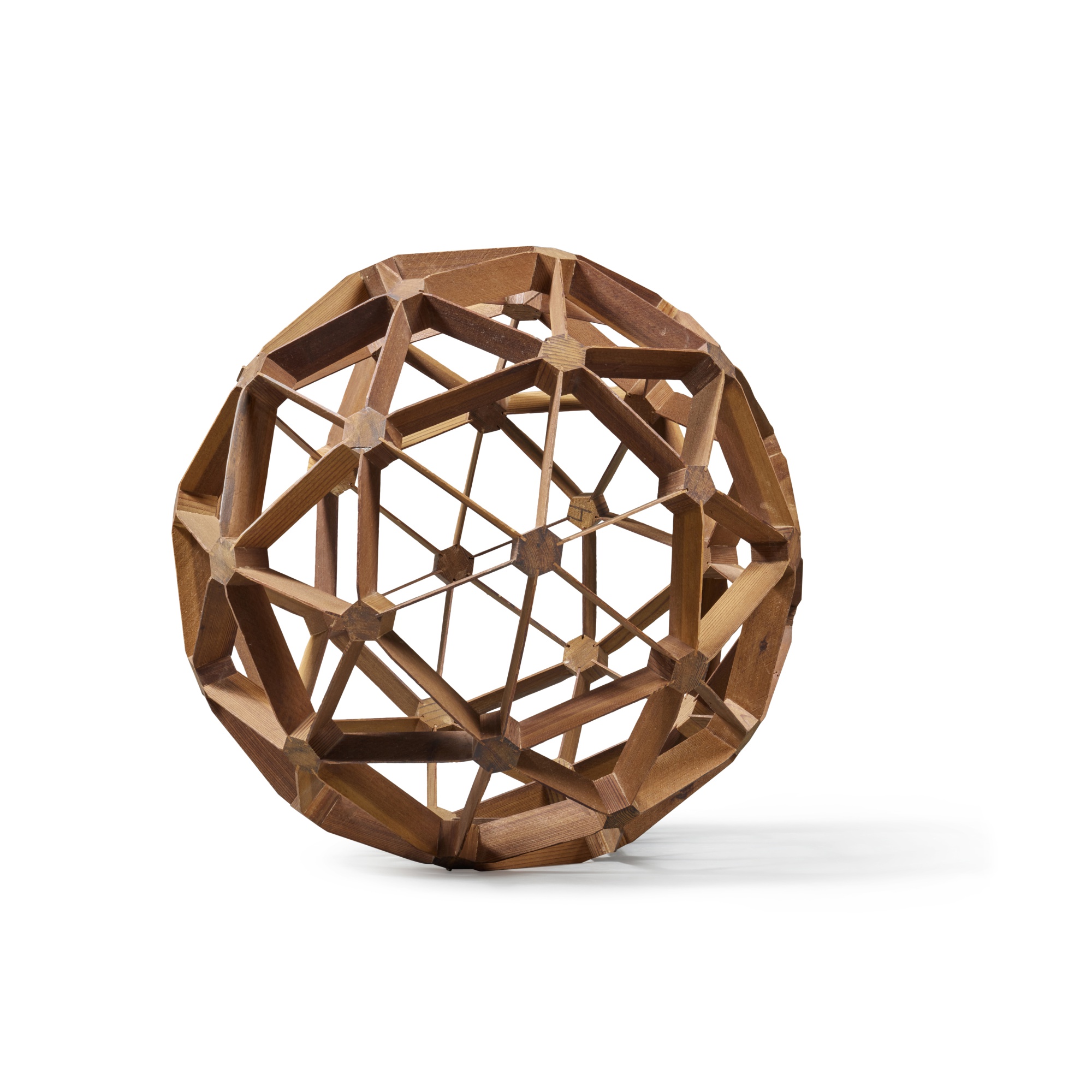 An American Stained Wood Geodesic Sphere Sculpture, First Half 20th ...