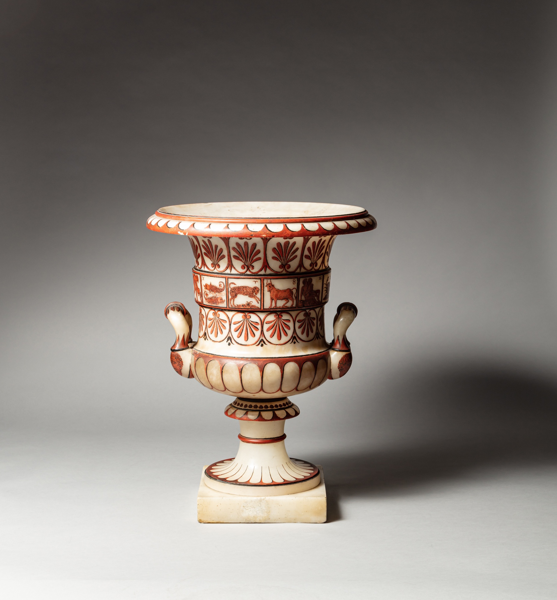 A painted alabaster Médicis-shaped vase, Italy, early 19th century ...