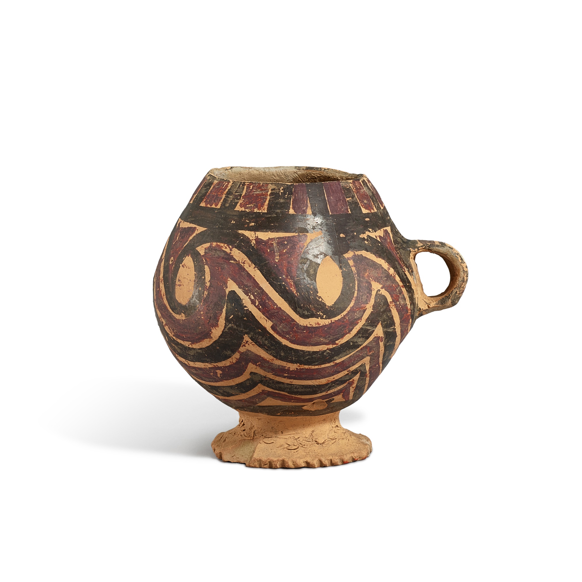A painted globular footed cup, Majiayao culture, Majiayao to Banshan ...