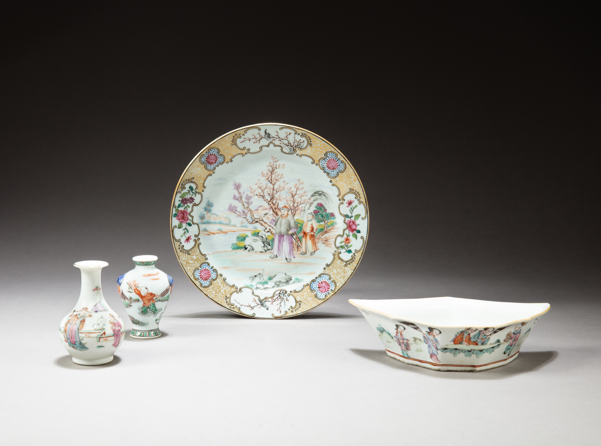 A group of famille-rose and famille-verte wares, Qing dynasty, 18th ...