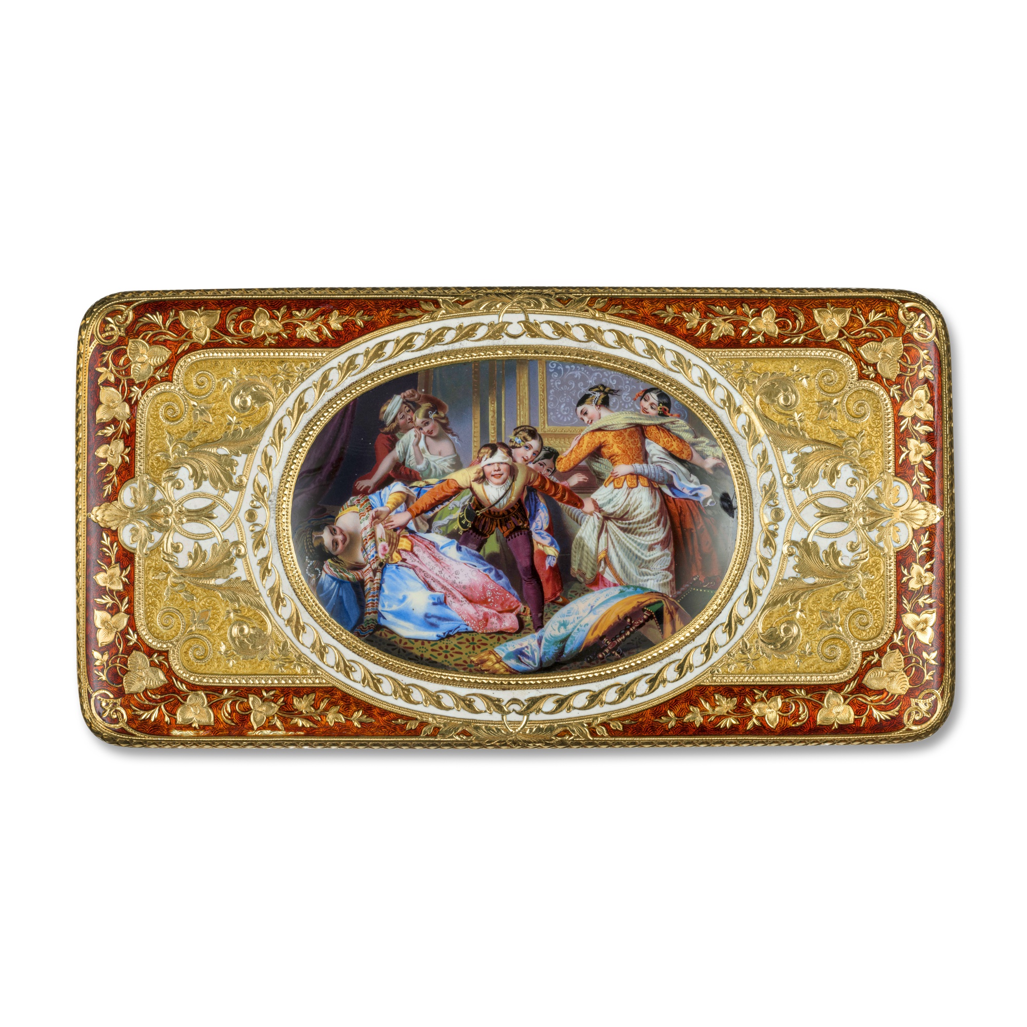 A large gold and enamel box, probably Geneva, mid-19th century ...
