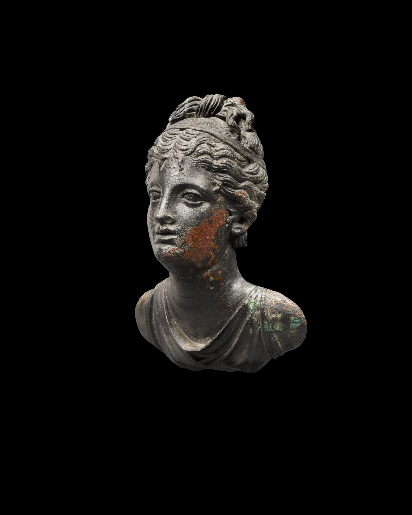 A Roman Bronze Applique Bust of a Goddess, circa mid 2nd Century A.D ...
