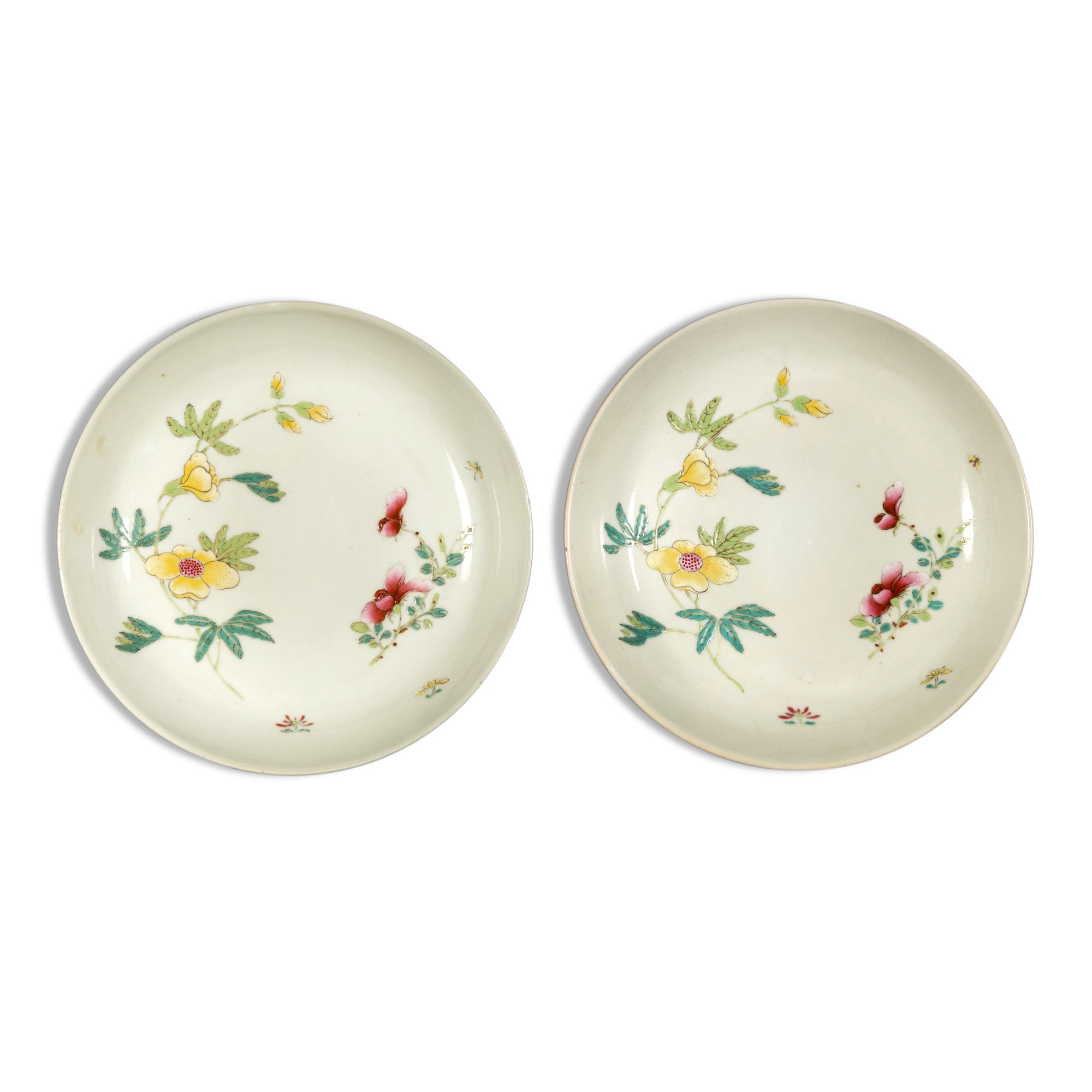 A pair of ruby-back famille-rose 'floral' dishes, Republic period | 民國 ...