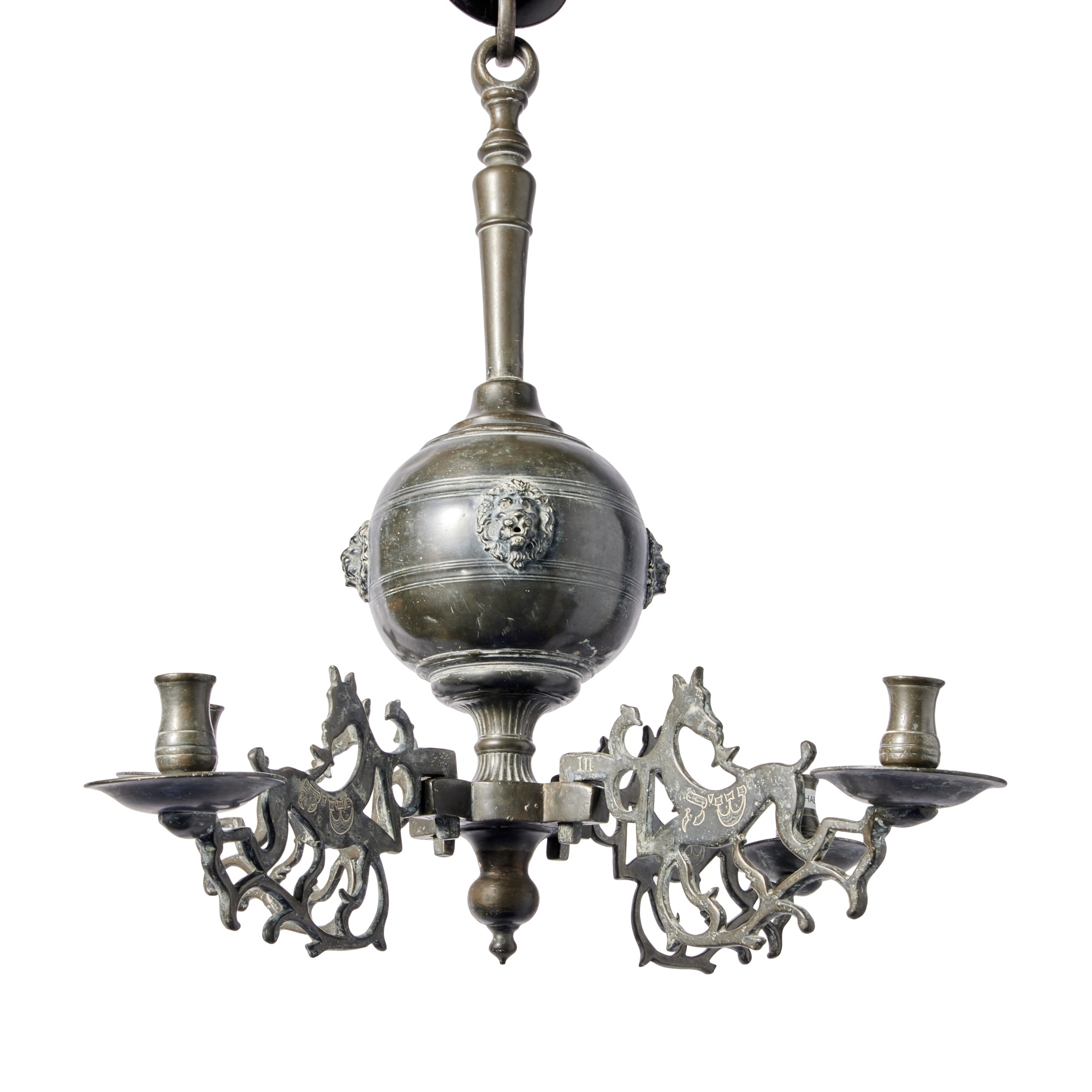 A Pewter Four-Light Hanging Sabbath Lamp, probably German, late 18th ...