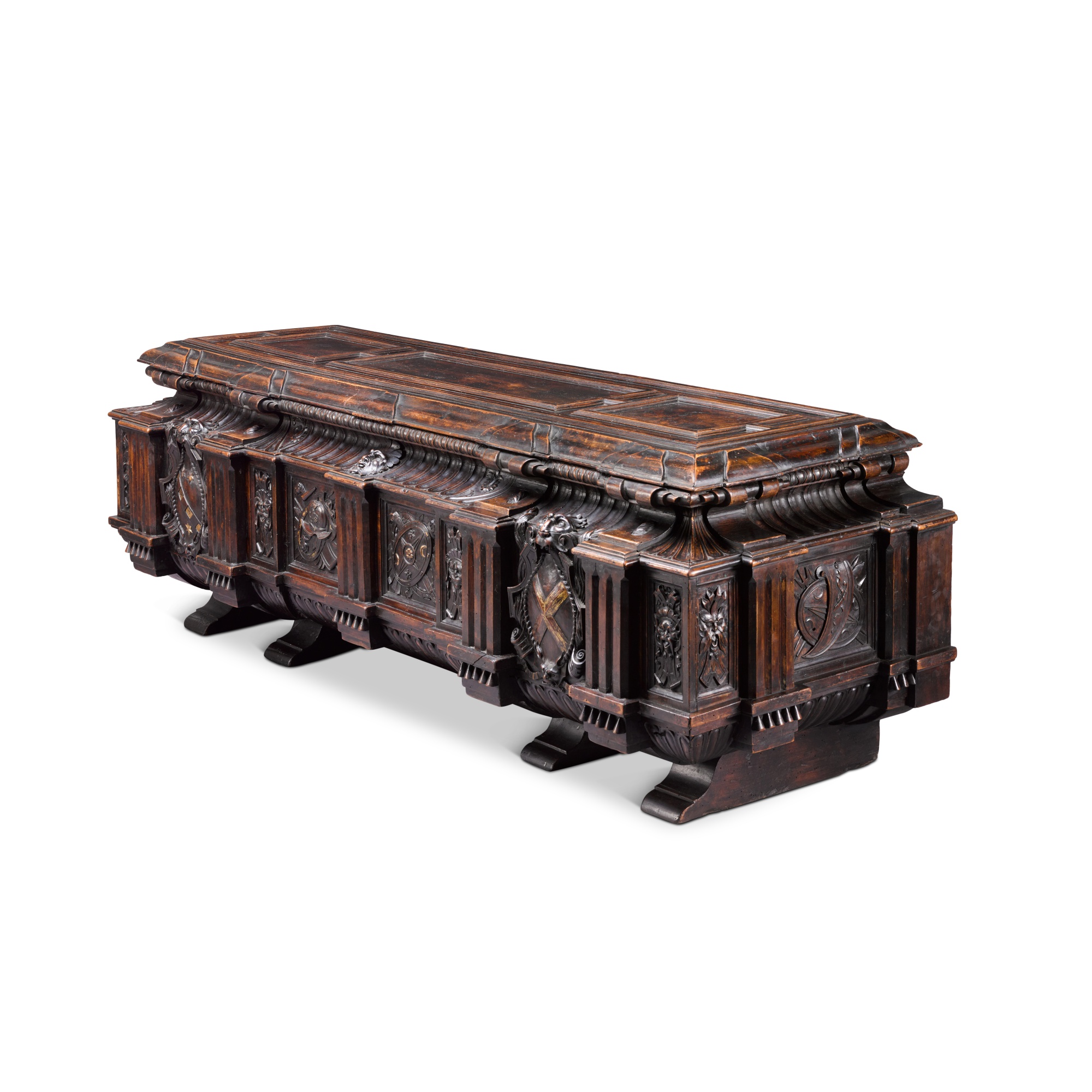 An Italian carved walnut cassone, Tuscany, in the Renaissance manner ...