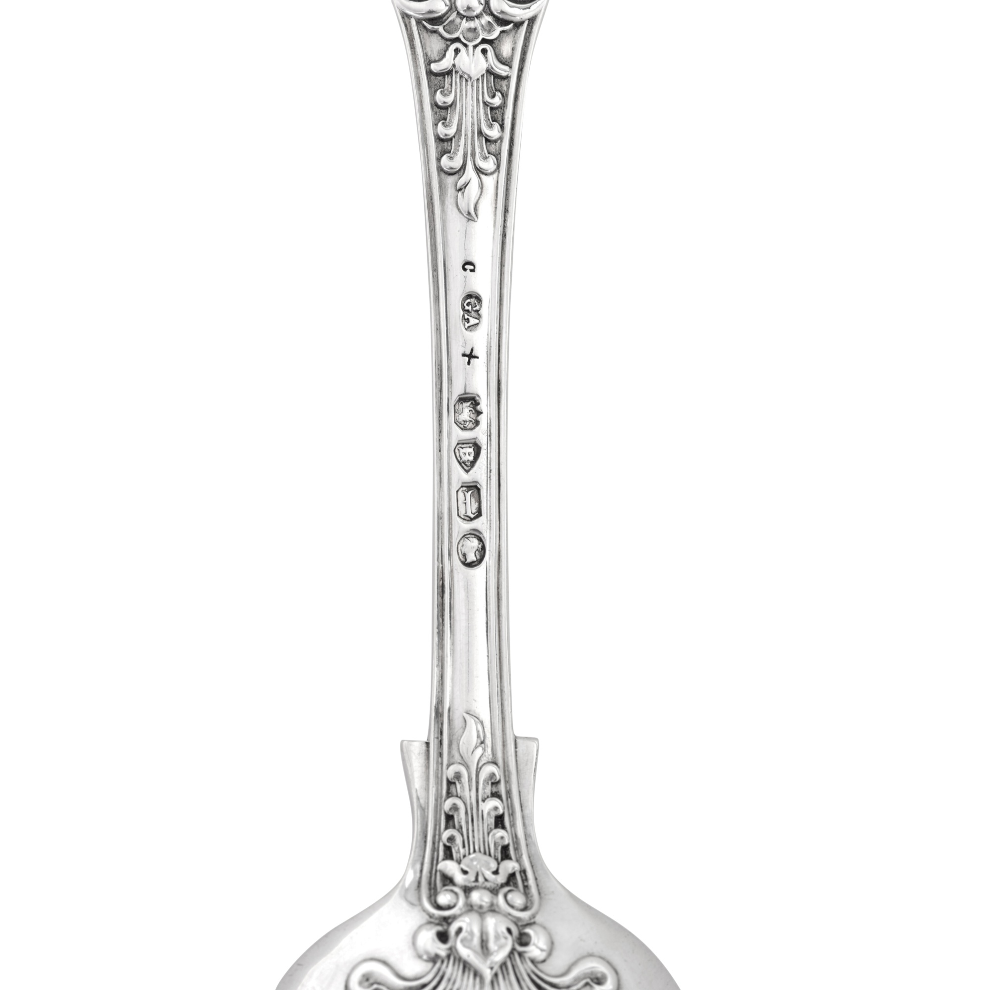 A Queen's pattern silver flatware service, the majority George Adams ...