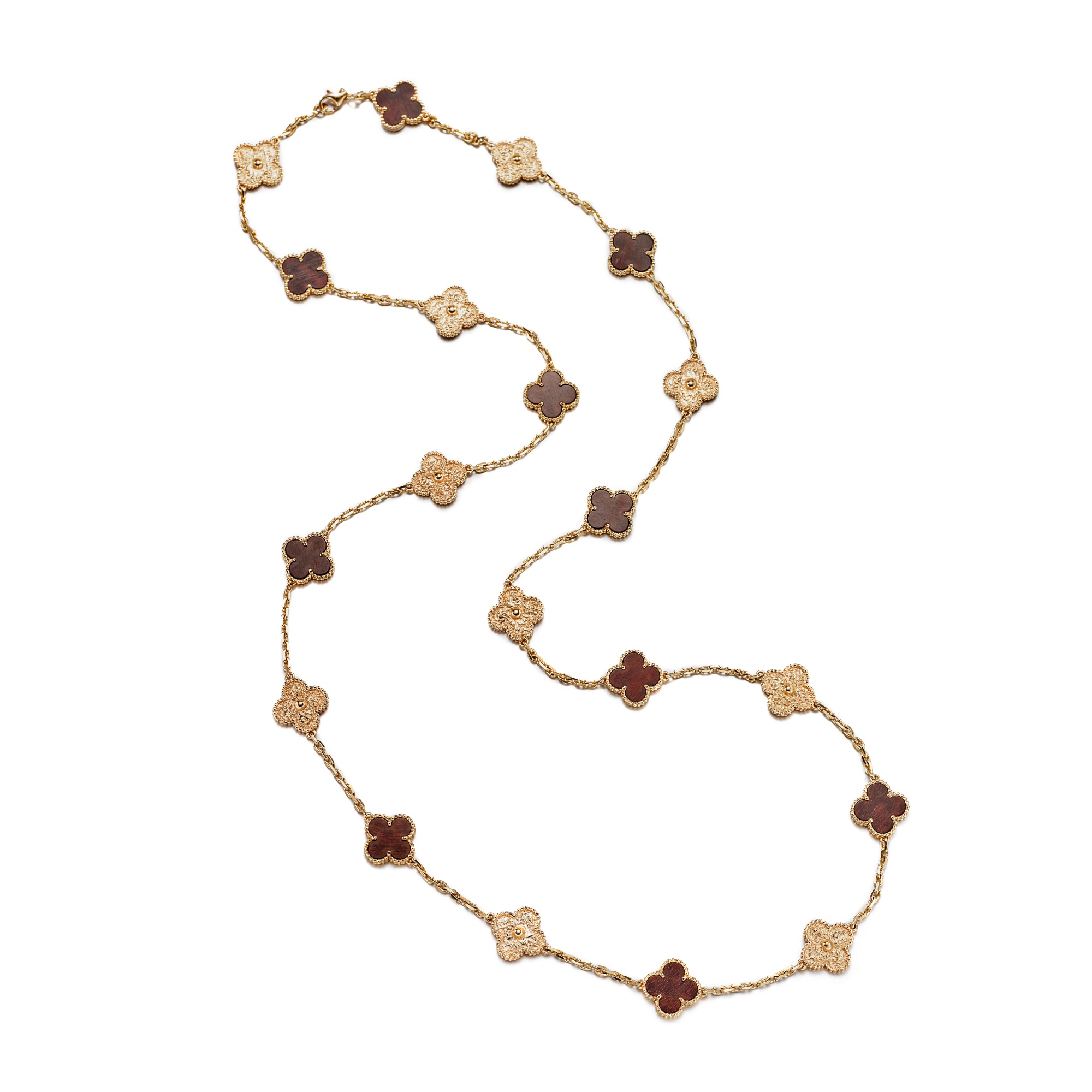 'Alhambra Bois D'Amourette' Wood and Gold Sautoir | 梵克雅寶 | 'Alhambra ...