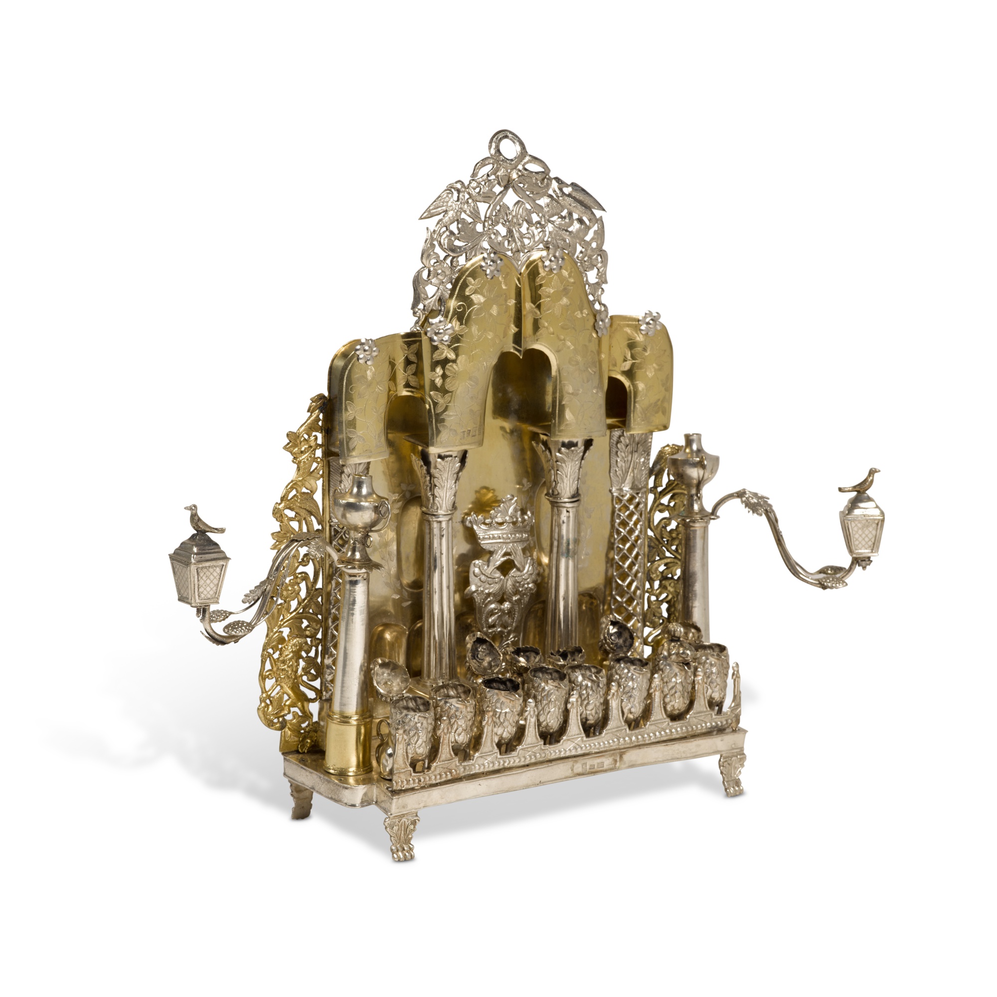 A Galician Parcel-Gilt Silver Large Hanukkah Lamp, Zitomer (modern Ukraine), 1865 | The Halpern ...