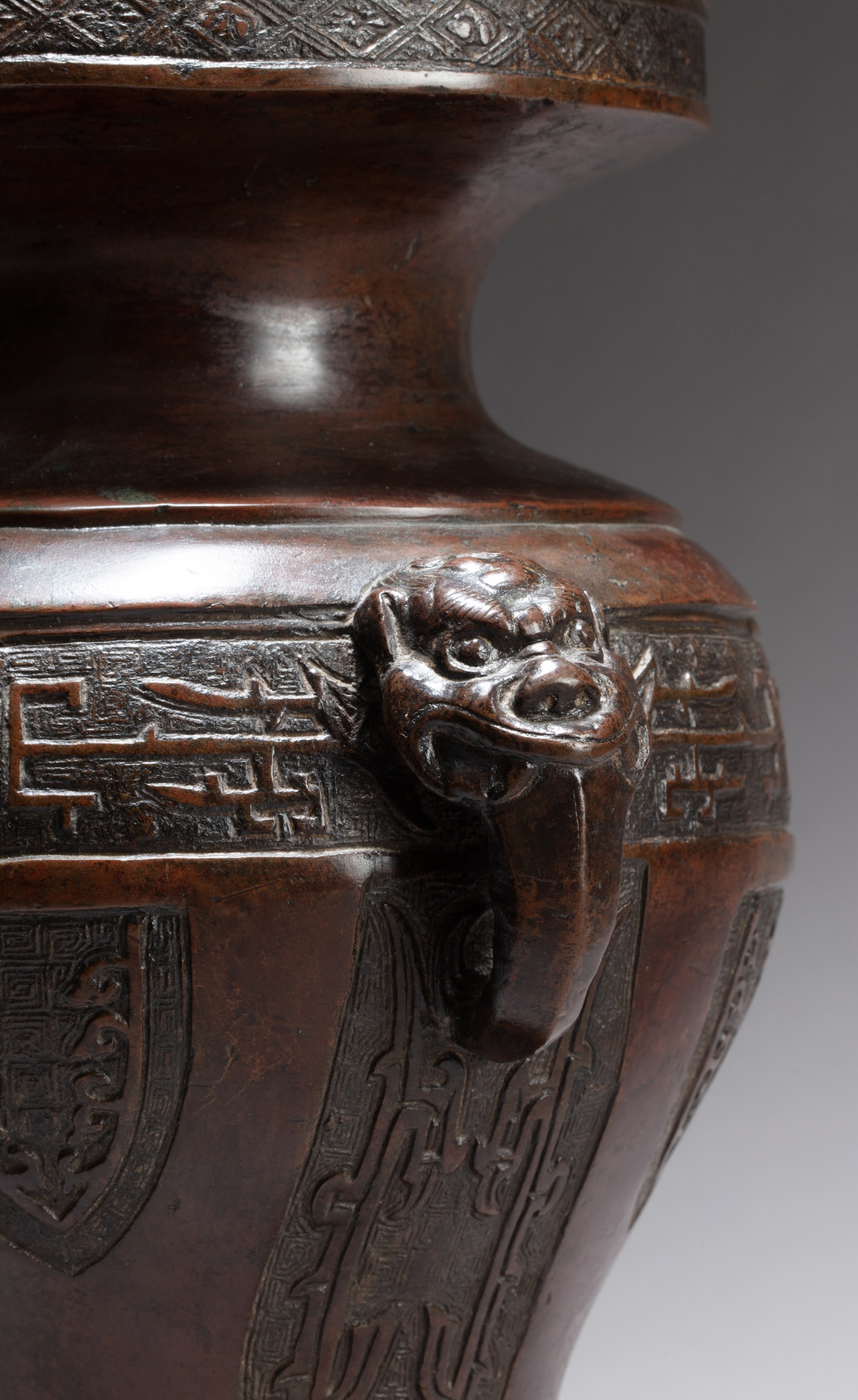A large archaistic bronze baluster vase, lei, 17th-18th century ...