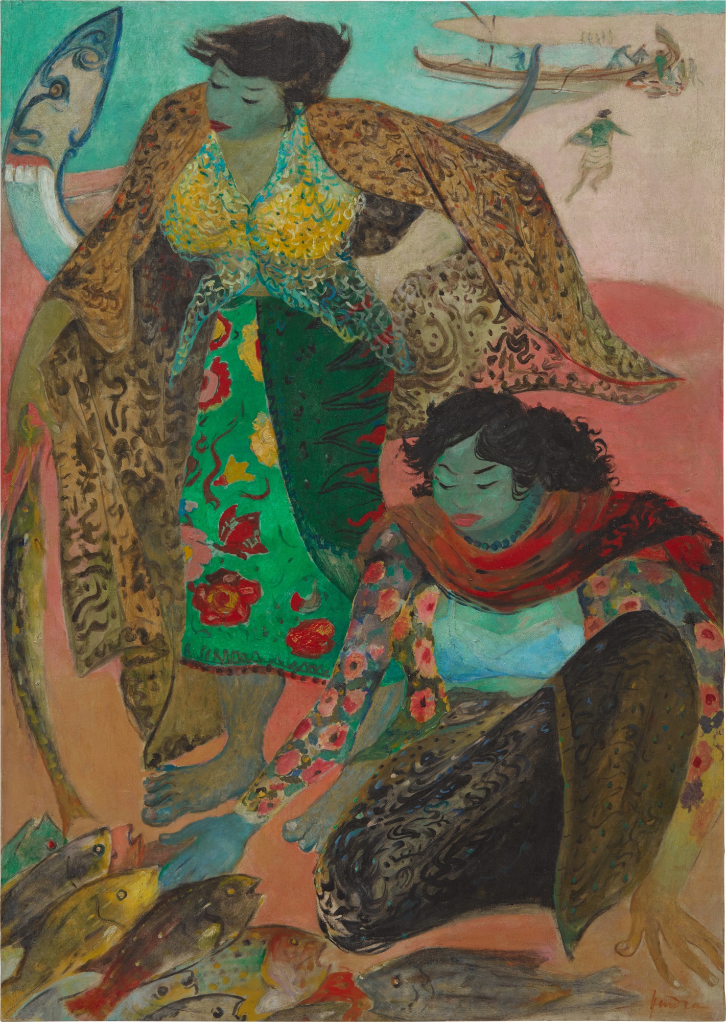 Hendra Gunawan 亨德拉·古拿溫 | Women Buying Fish Along the Beach 海邊買魚的女人 ...