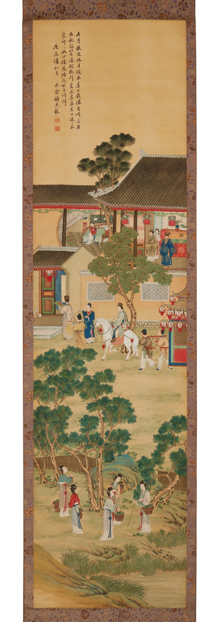 After Gu Jianlong, Scenes of daily life from Shijing, ink and color on silk, twelve hanging ...