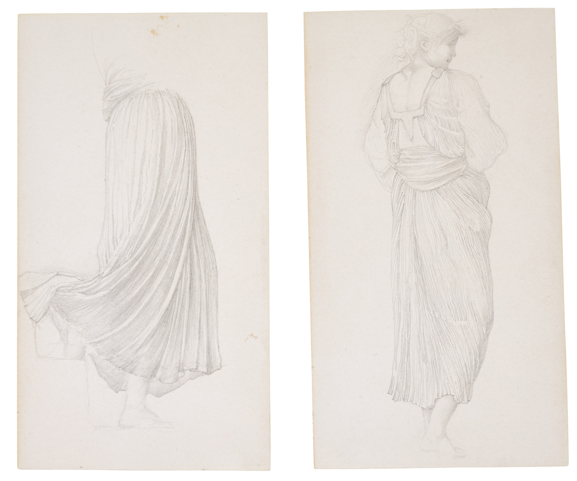 Four sheets of studies for 'The Golden Stairs' in two frames (three ...