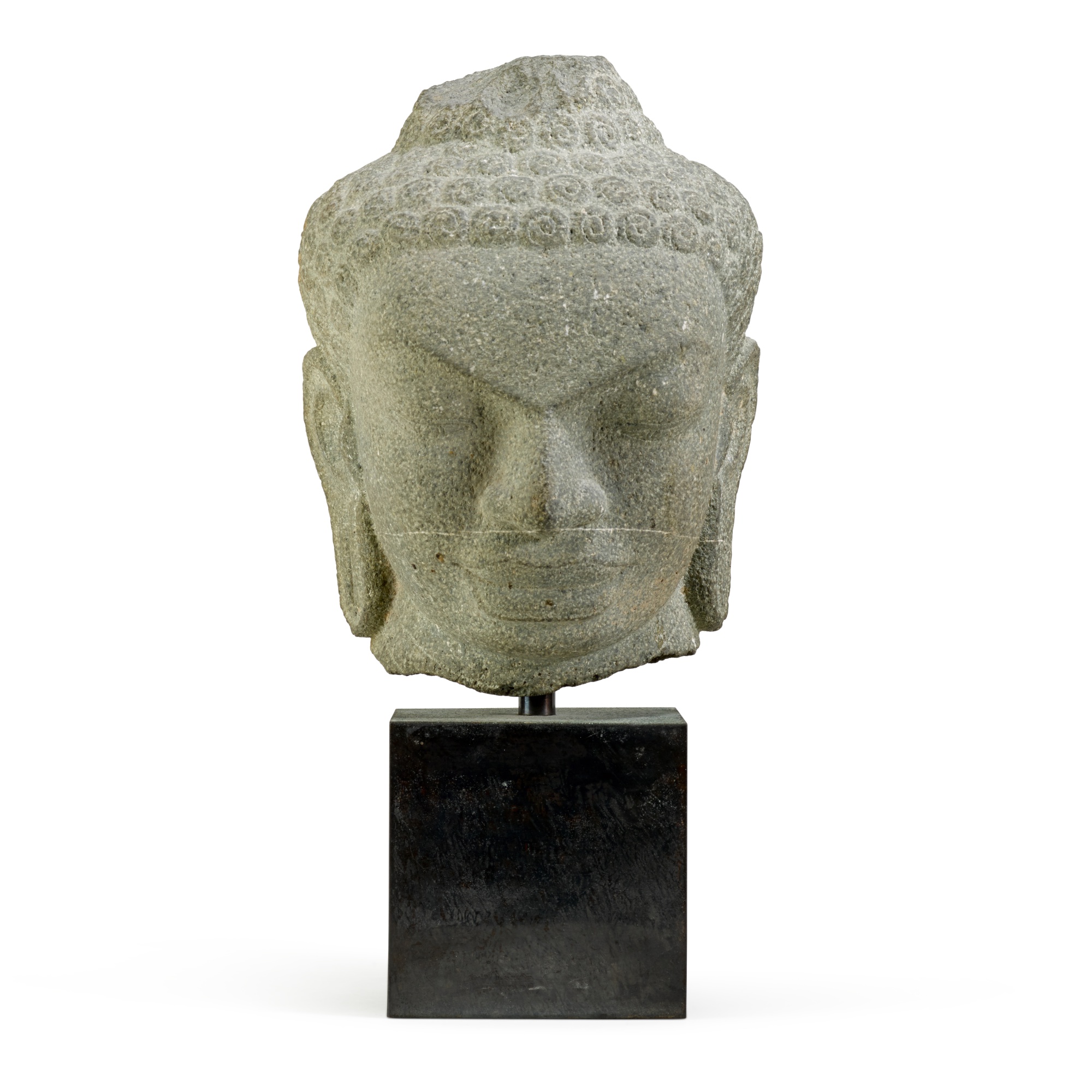 A stone head of Buddha, Thailand, Mon-Dvaravati style, circa 8th-9th ...