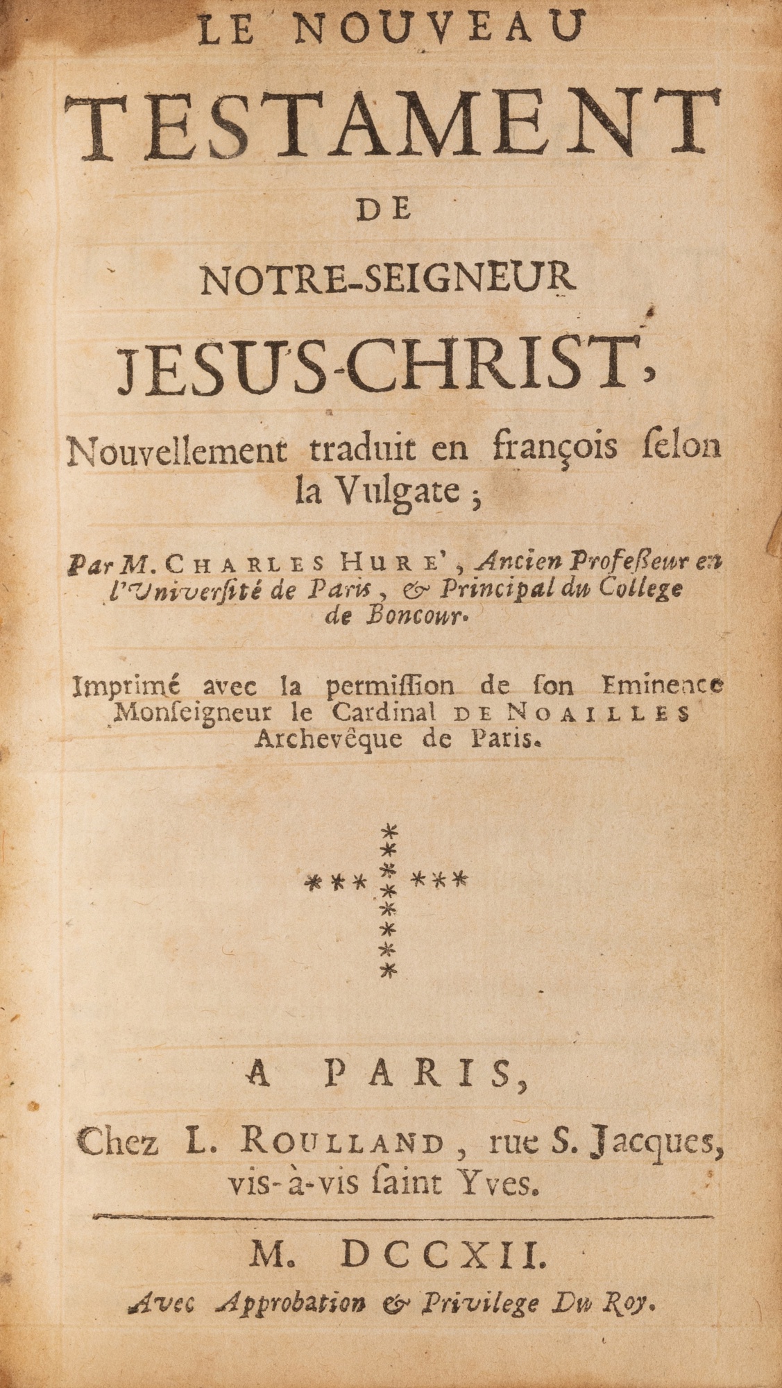 Le Nouveau Testament... traduit par Charles Huré. Paris, L. Roulland ...