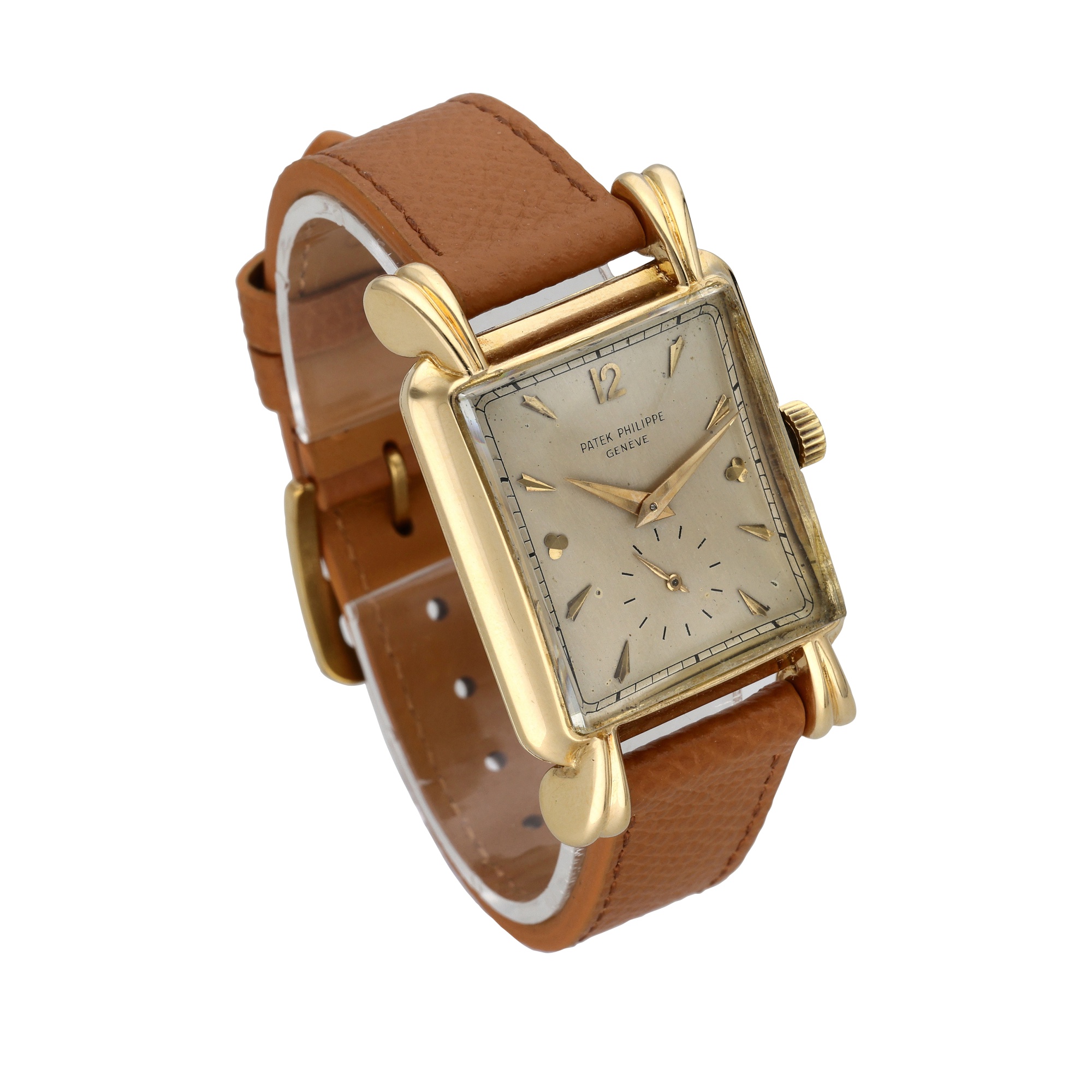 Reference 2440 ‘Clubs’ | A large yellow gold rectangular wristwatch ...