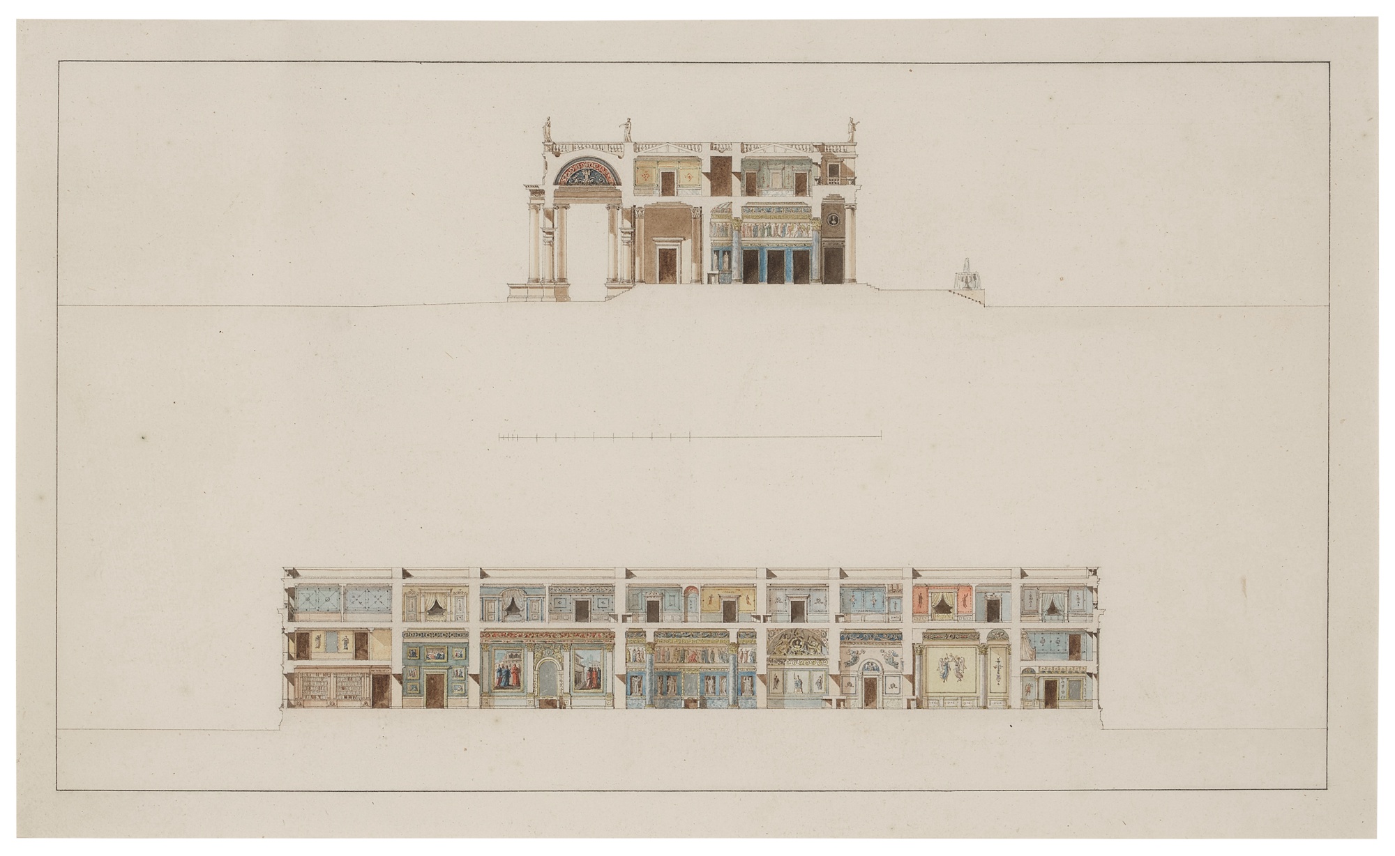 Design for the section of a palace, possibly for the Roi de Rome | Old ...