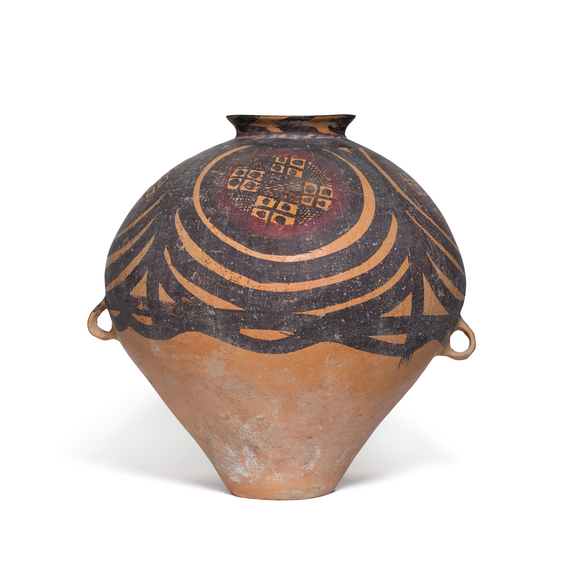 A large painted pottery jar, Neolithic period, Majiayao culture ...