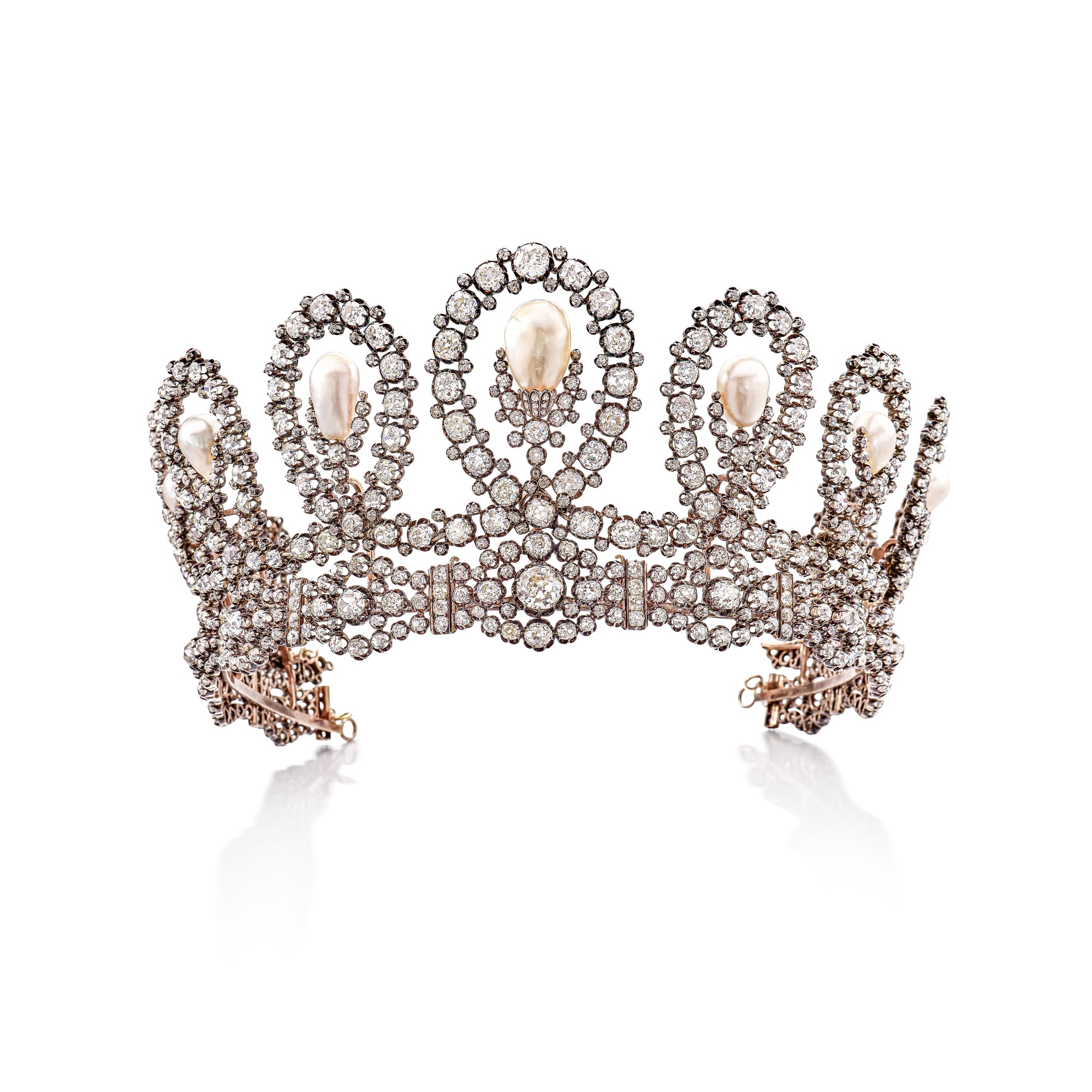 Musy | Magnificent and Historic Natural Pearl and Diamond Tiara, 19th ...