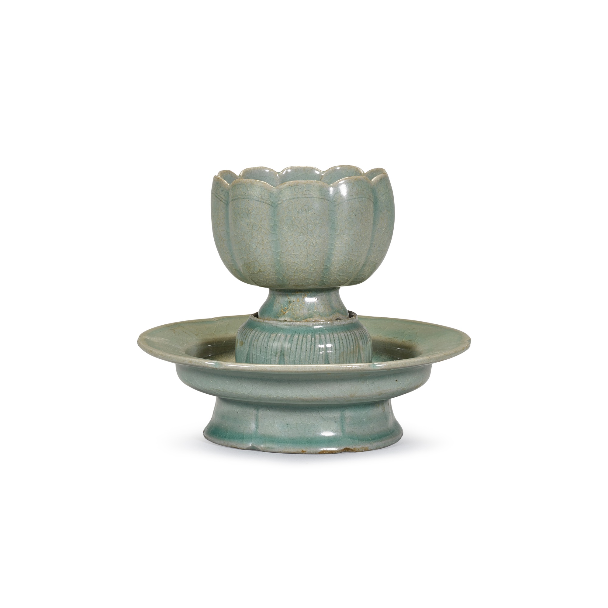 A celadon-glazed lobed cup and stand, Goryeo dynasty, 12th / 13th ...