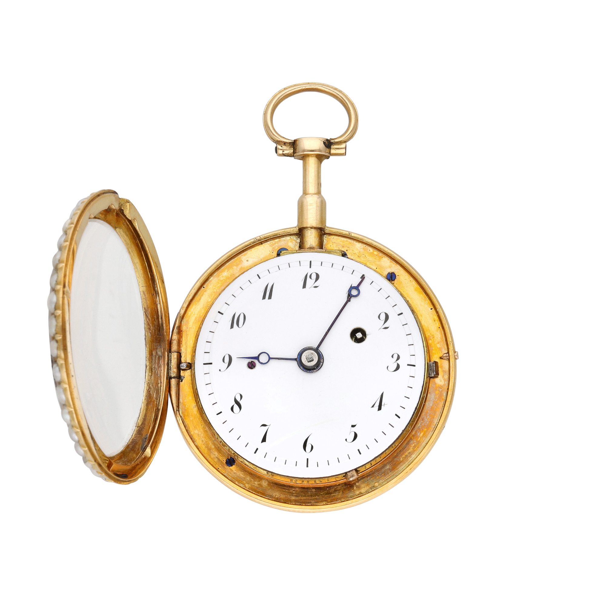 Robin, Paris | A gold, enamel and pearl quarter repeating montre à toc ...