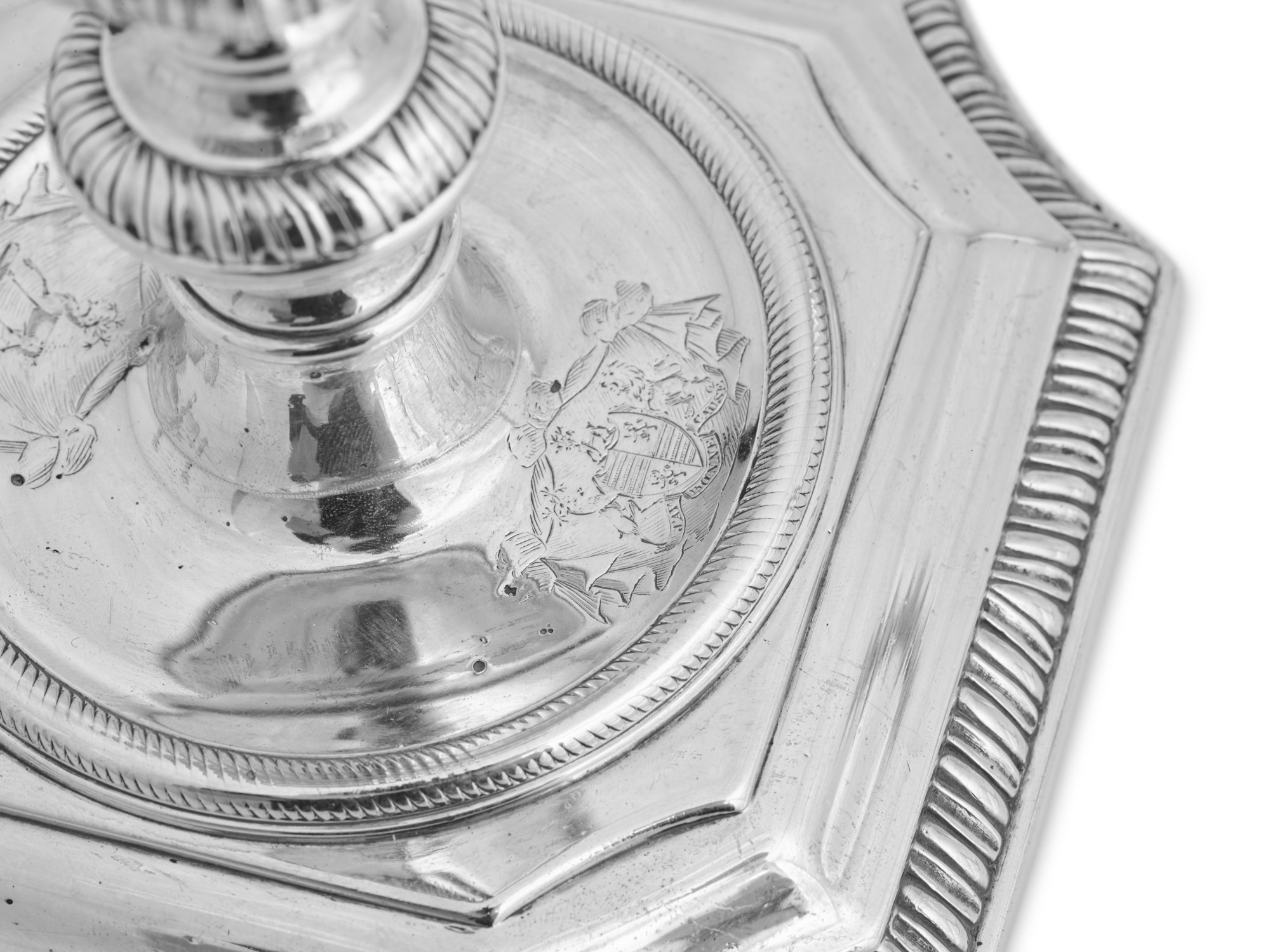 A set of four George II silver candlesticks, George Wickes, London ...