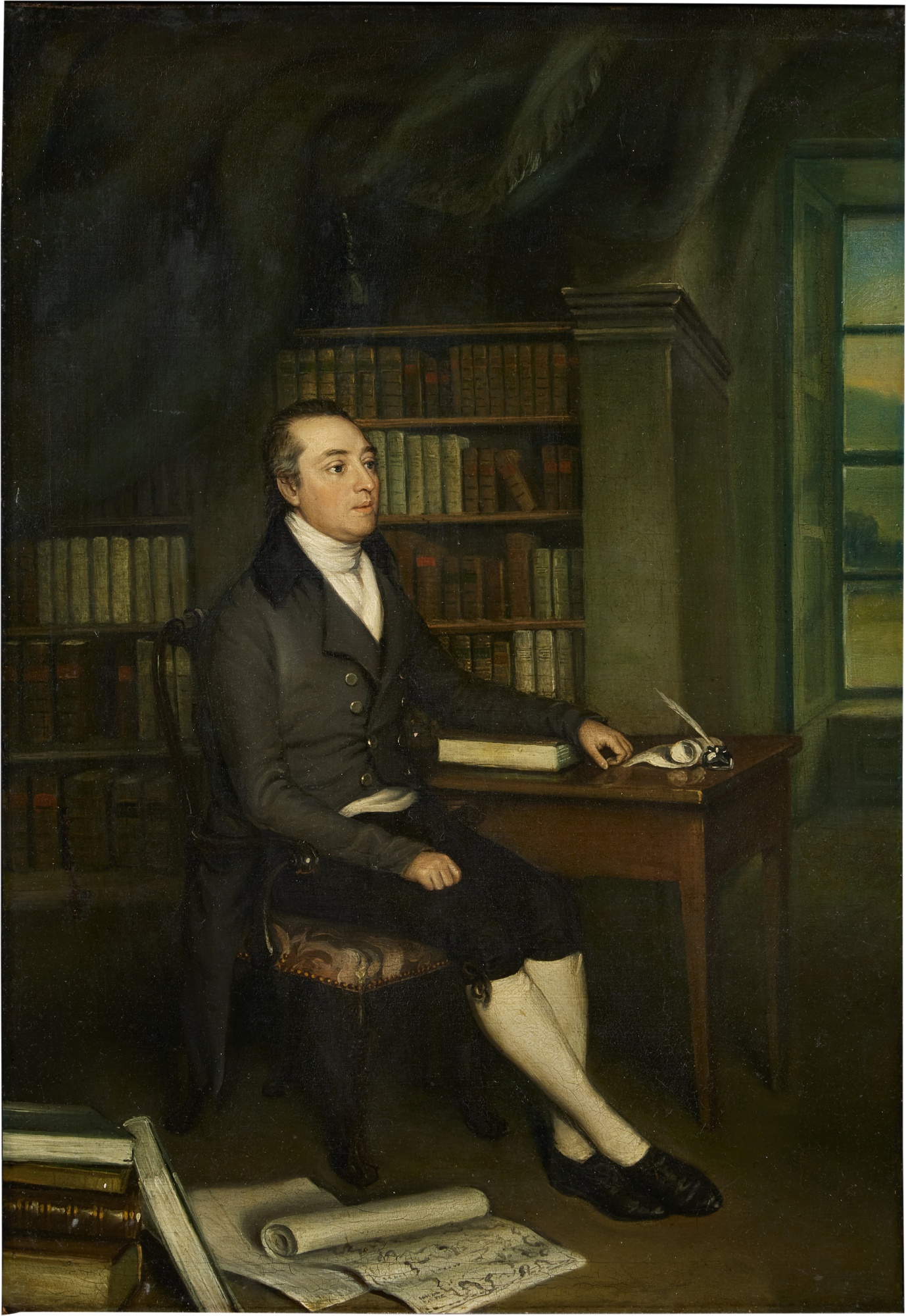 English School, 18th Century, Portrait of a Gentleman in His Study ...