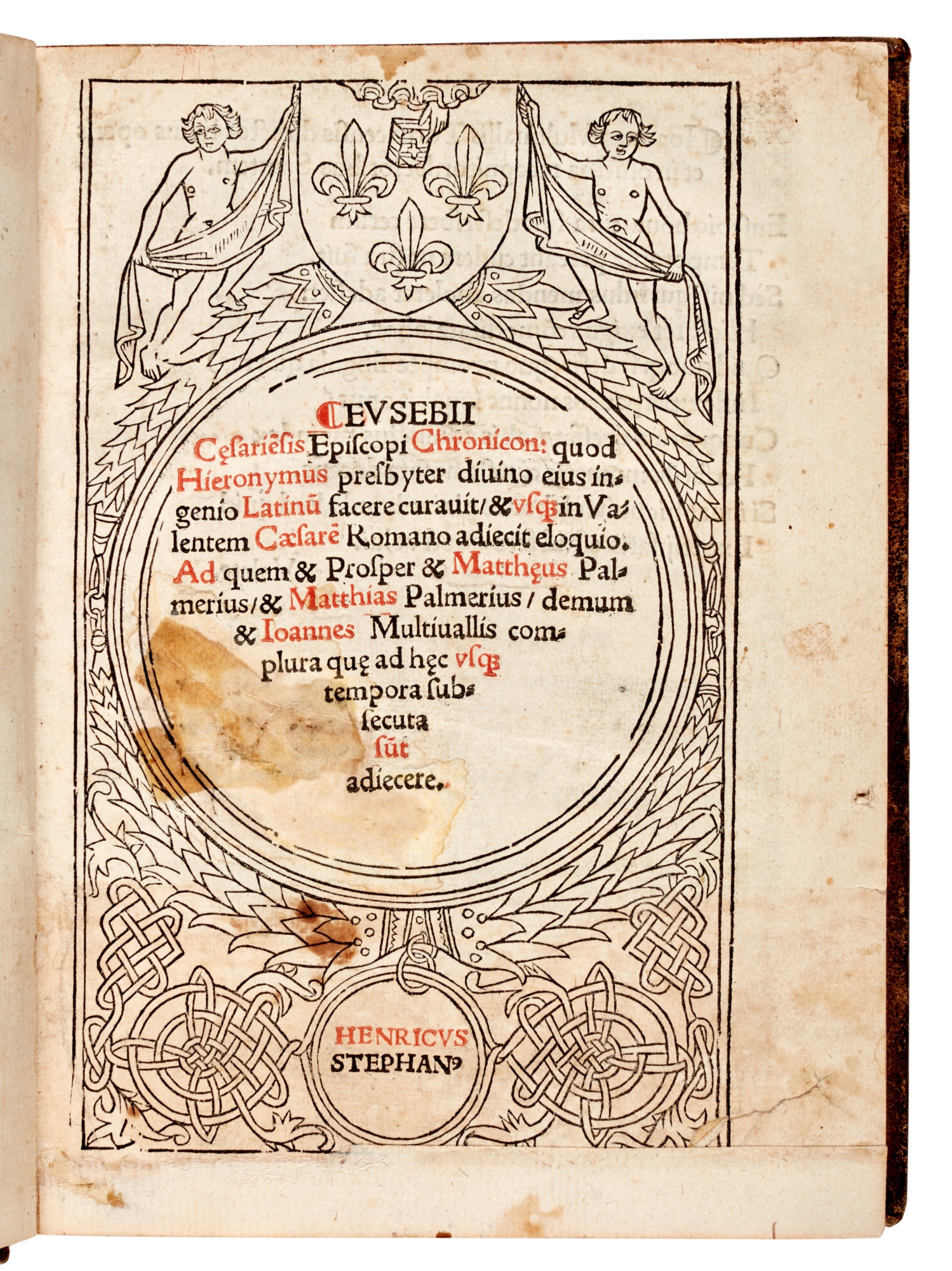 Eusebius, Chronicon, Paris, Estienne, 1512, later marbled sheep | Books ...