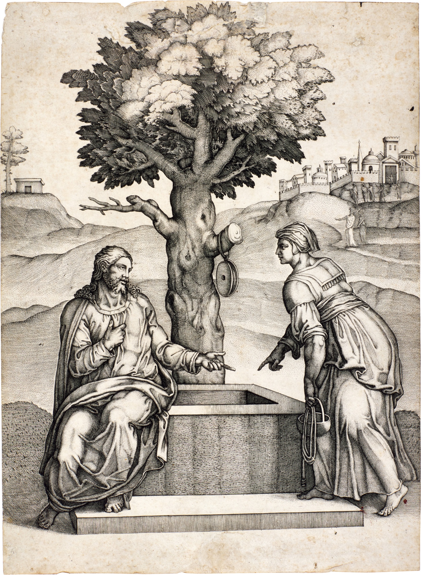 Christ and the Woman of Samaria (see Bartsch 17A) | Old Master Prints ...
