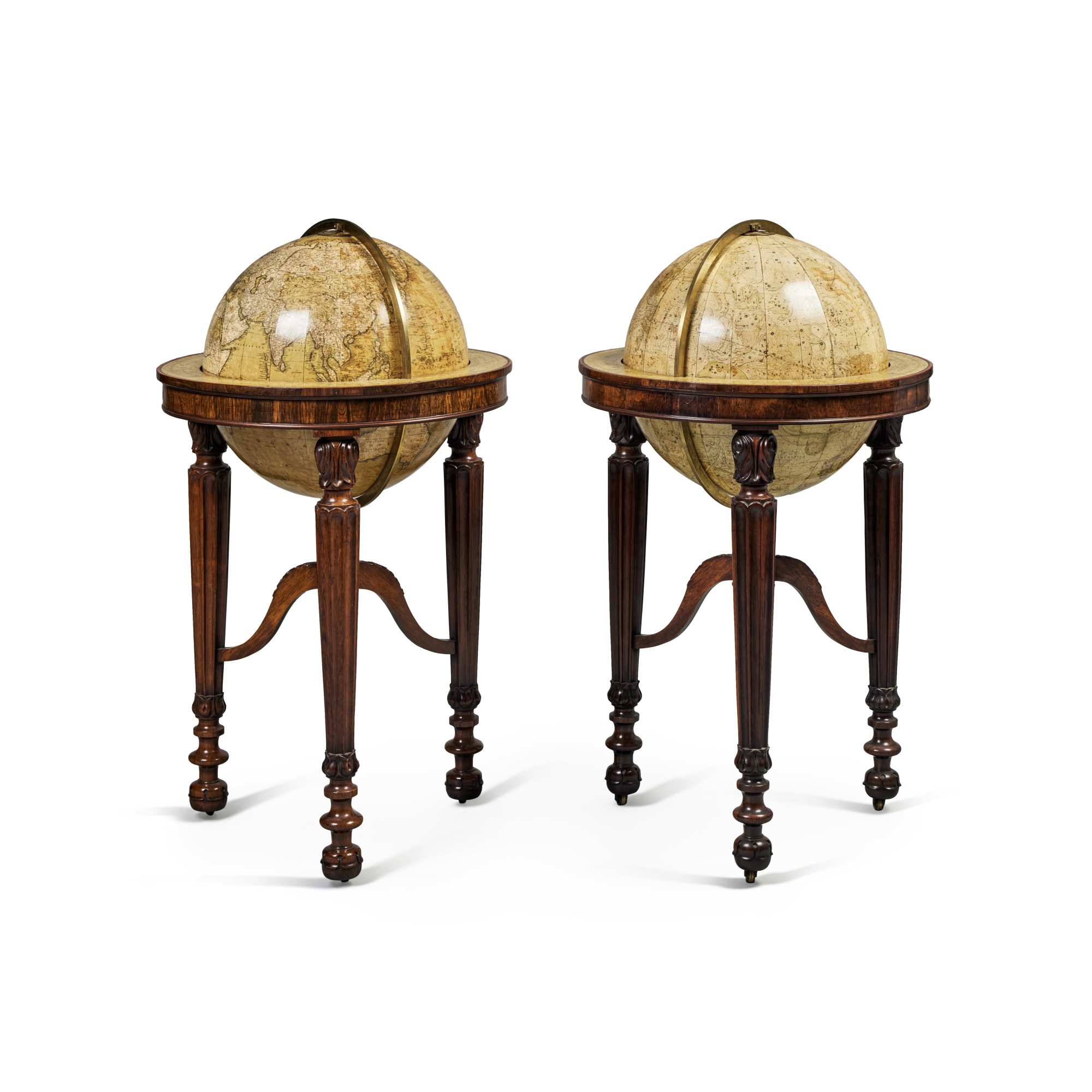 A Pair of Early Victorian 20-inch Library Globes by Newton & Son, the ...
