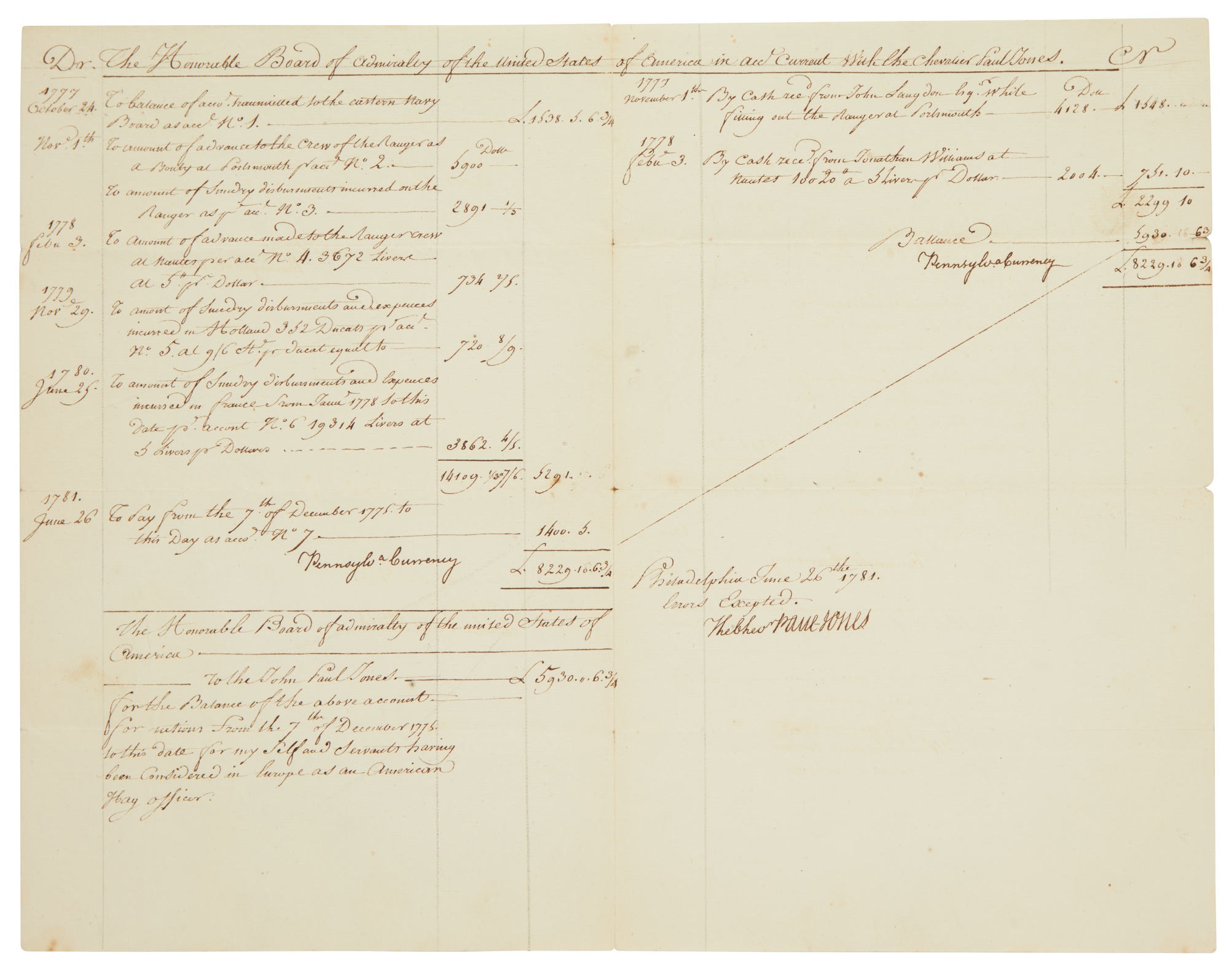 Jones, John Paul | A very fine example of John Paul Jones's rare ...