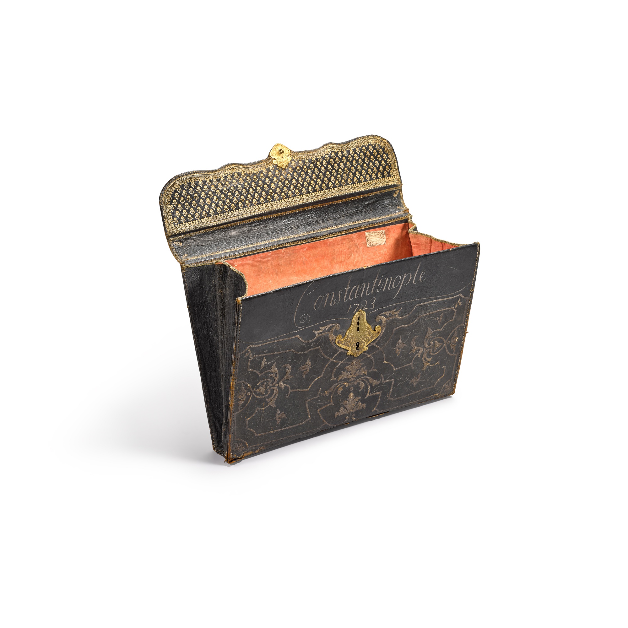 A fine Ottoman leather document case, Istanbul, Turkey, dated 1723 ...