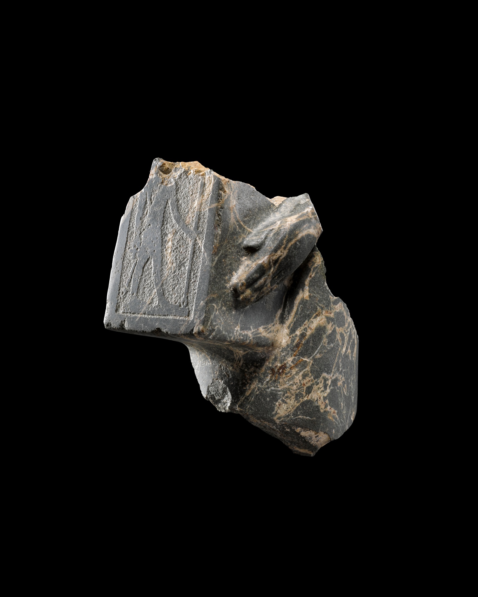 A Fragmentary Egyptian Stone Naophorous Statue, 26th/30th Dynasty, 664 ...