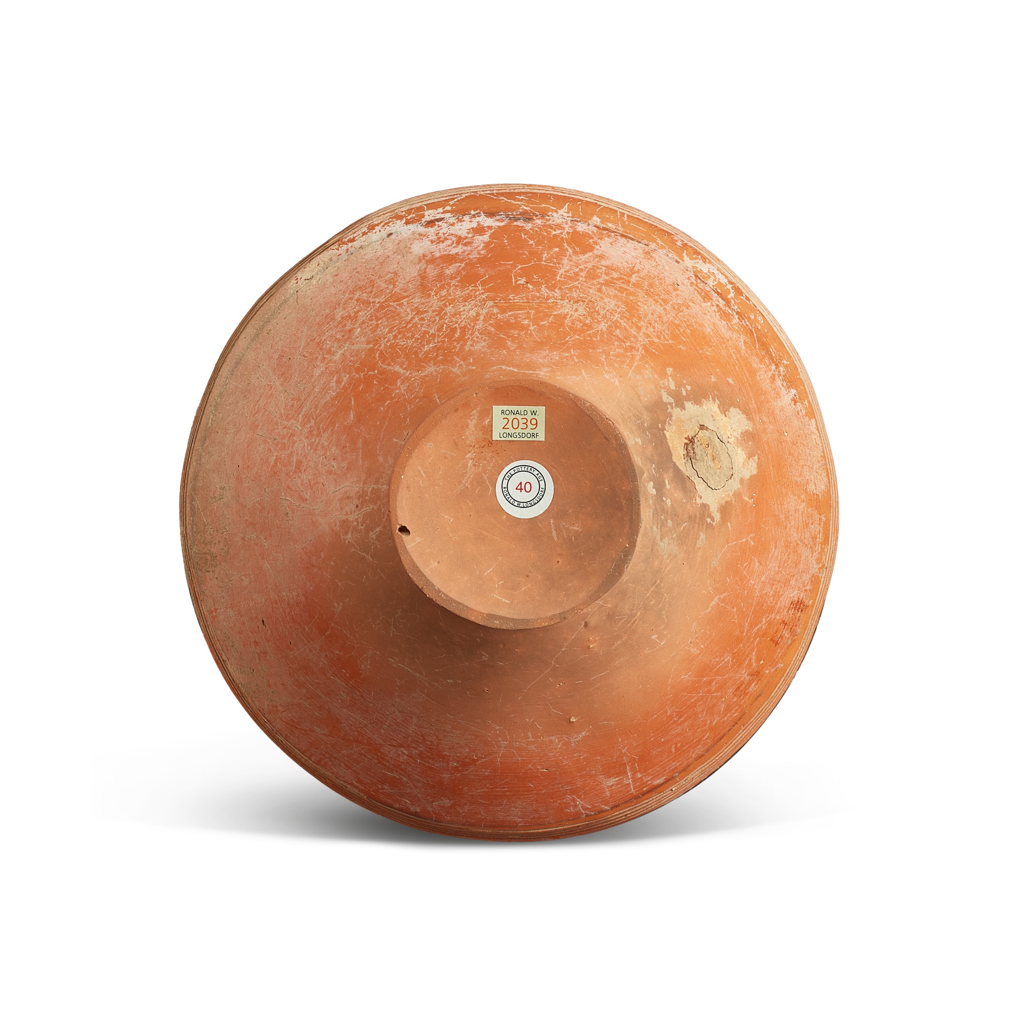 A large deep pottery bowl with horizontal grooves, Dawenkou to Longshan ...