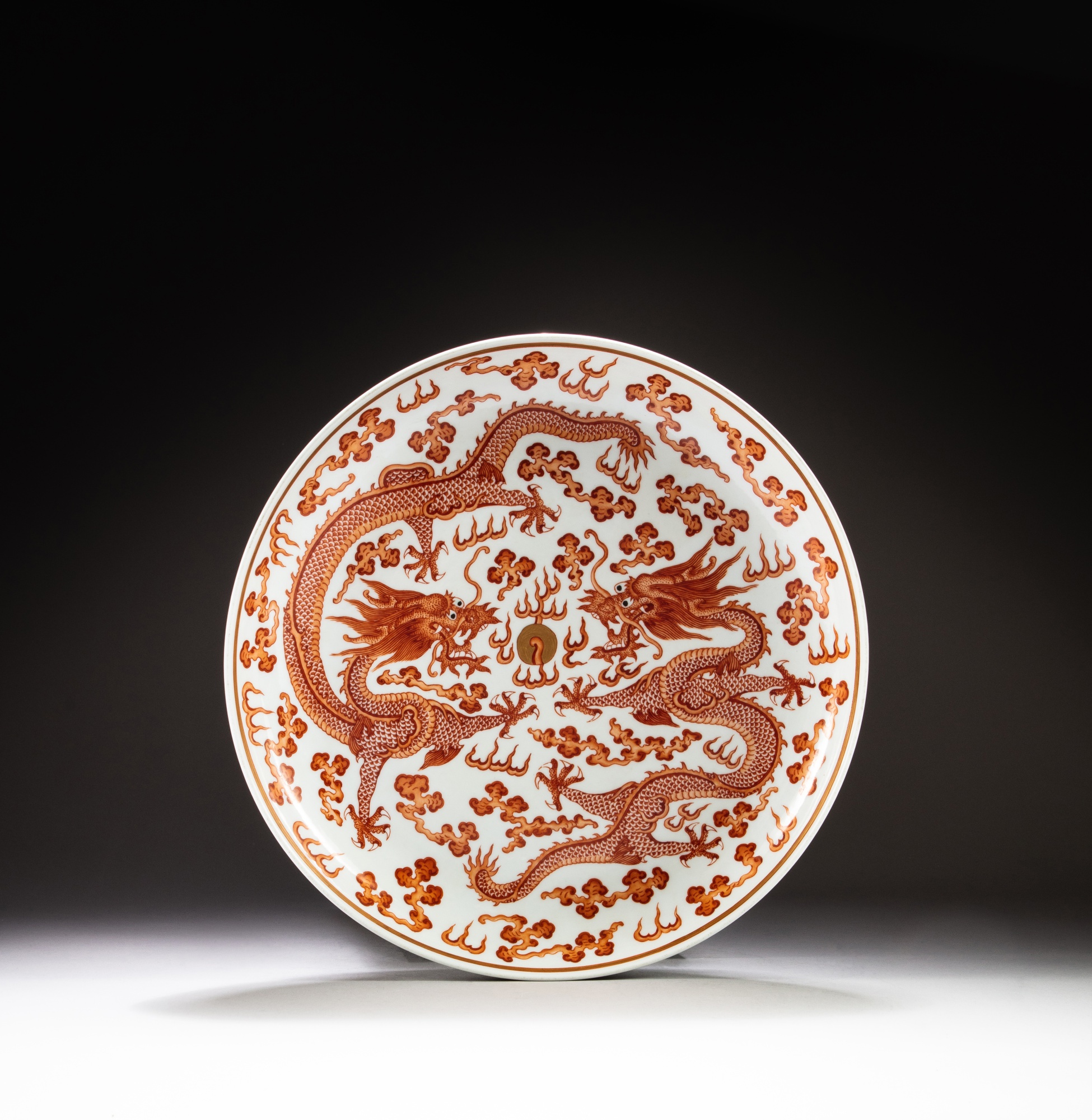 An iron-red enameled ‘dragon’ dish, Mark and period of Xuantong | 清宣統 ...