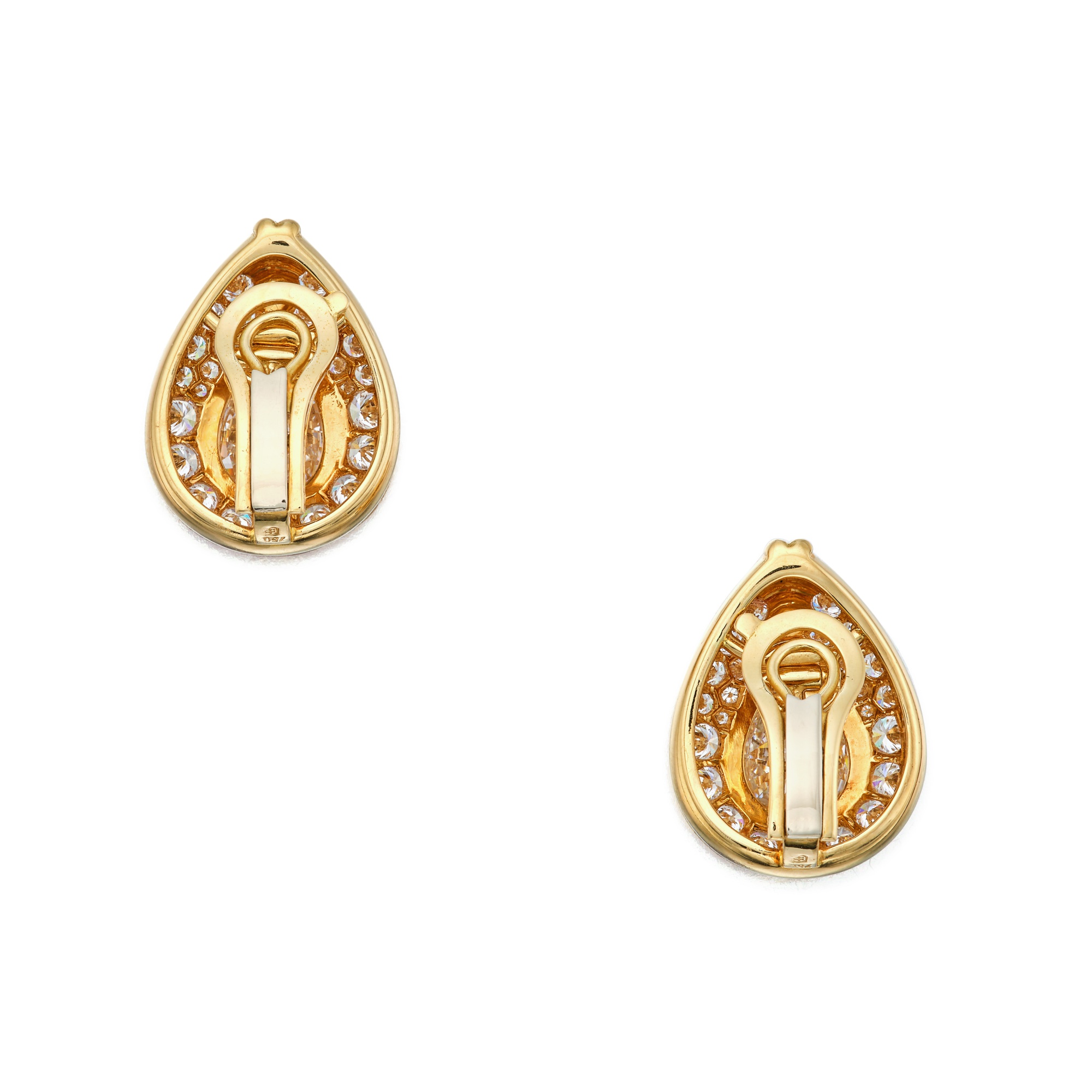 Pair of Gold and Diamond Earclips | 一對黃金及鑽石耳夾 | Magnificent Jewels ...