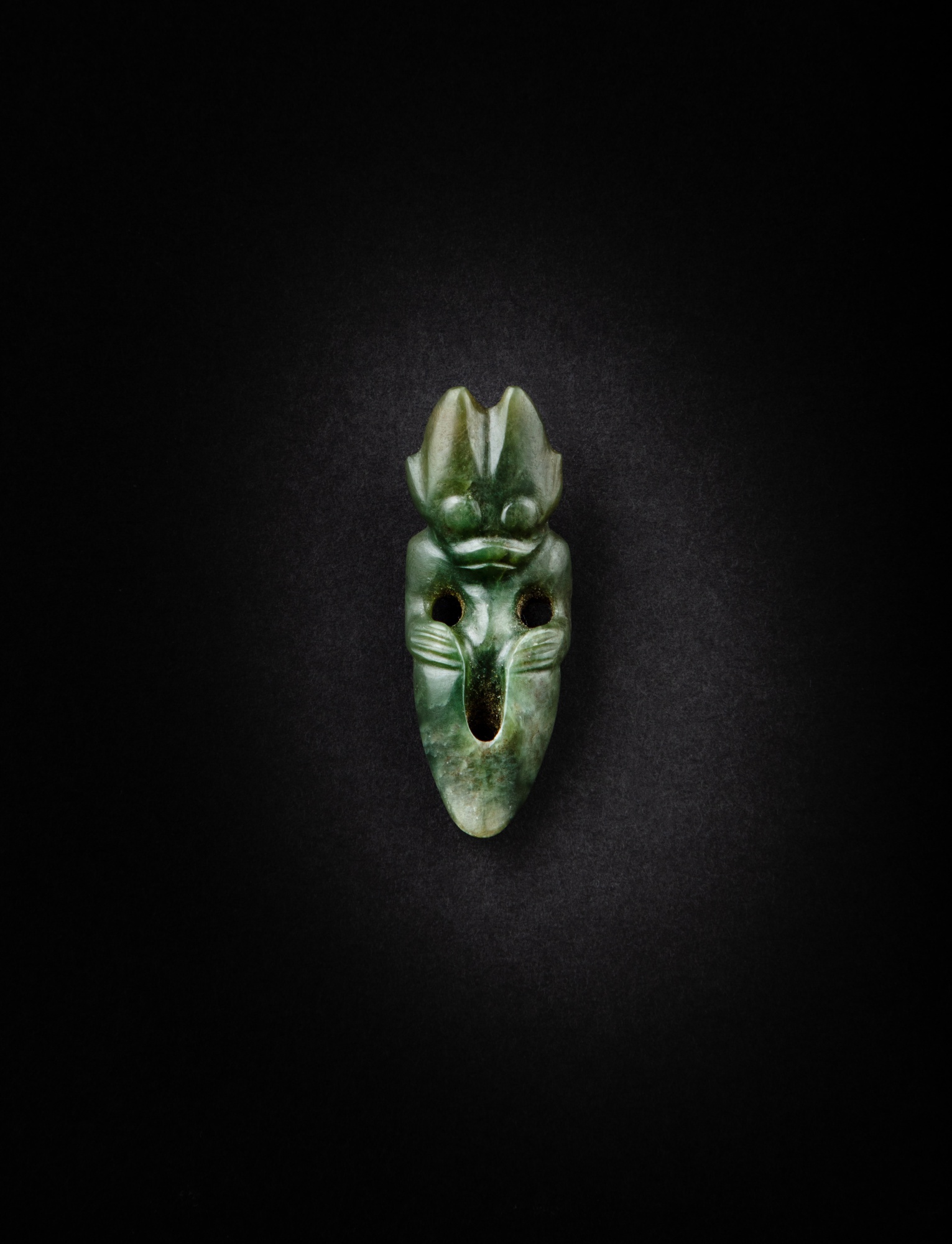 A Green Jade Humanoid Figure Pendant Neolithic Period Hongshan