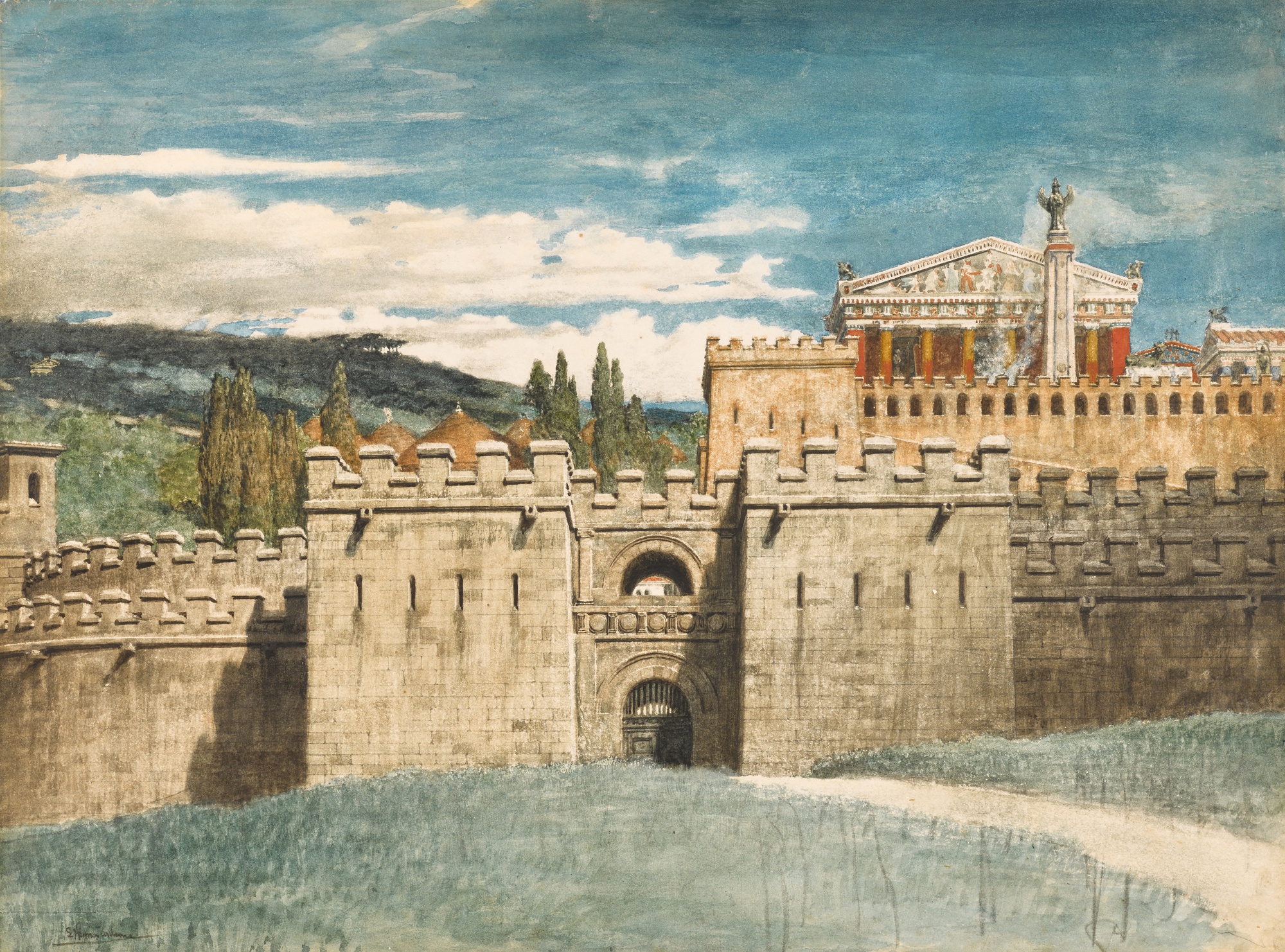 Antium seen from outside the city walls | Master Works on Paper from ...