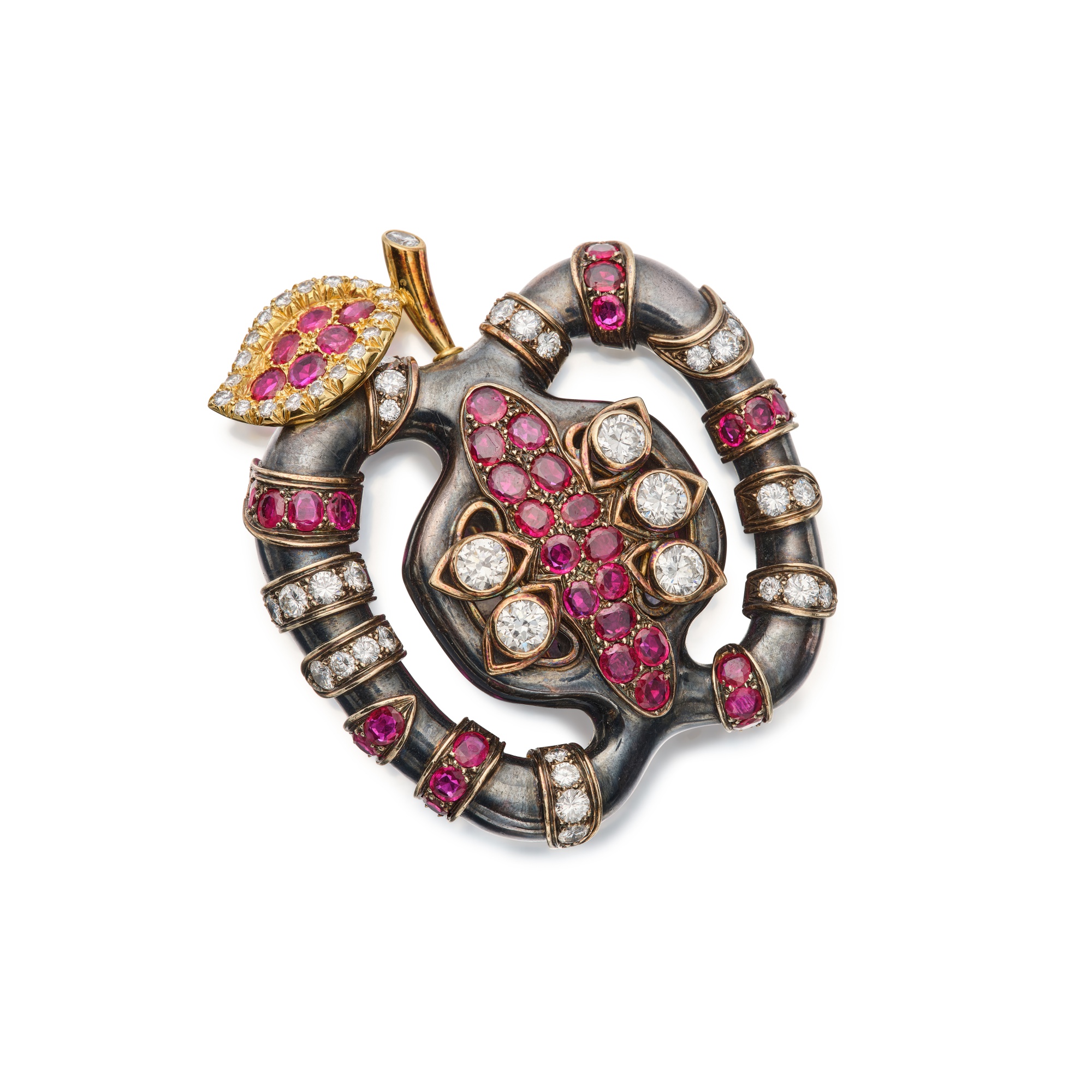 A Silver, Gold, Ruby and Diamond Pendant-Brooch | Exceptional Jewels ...