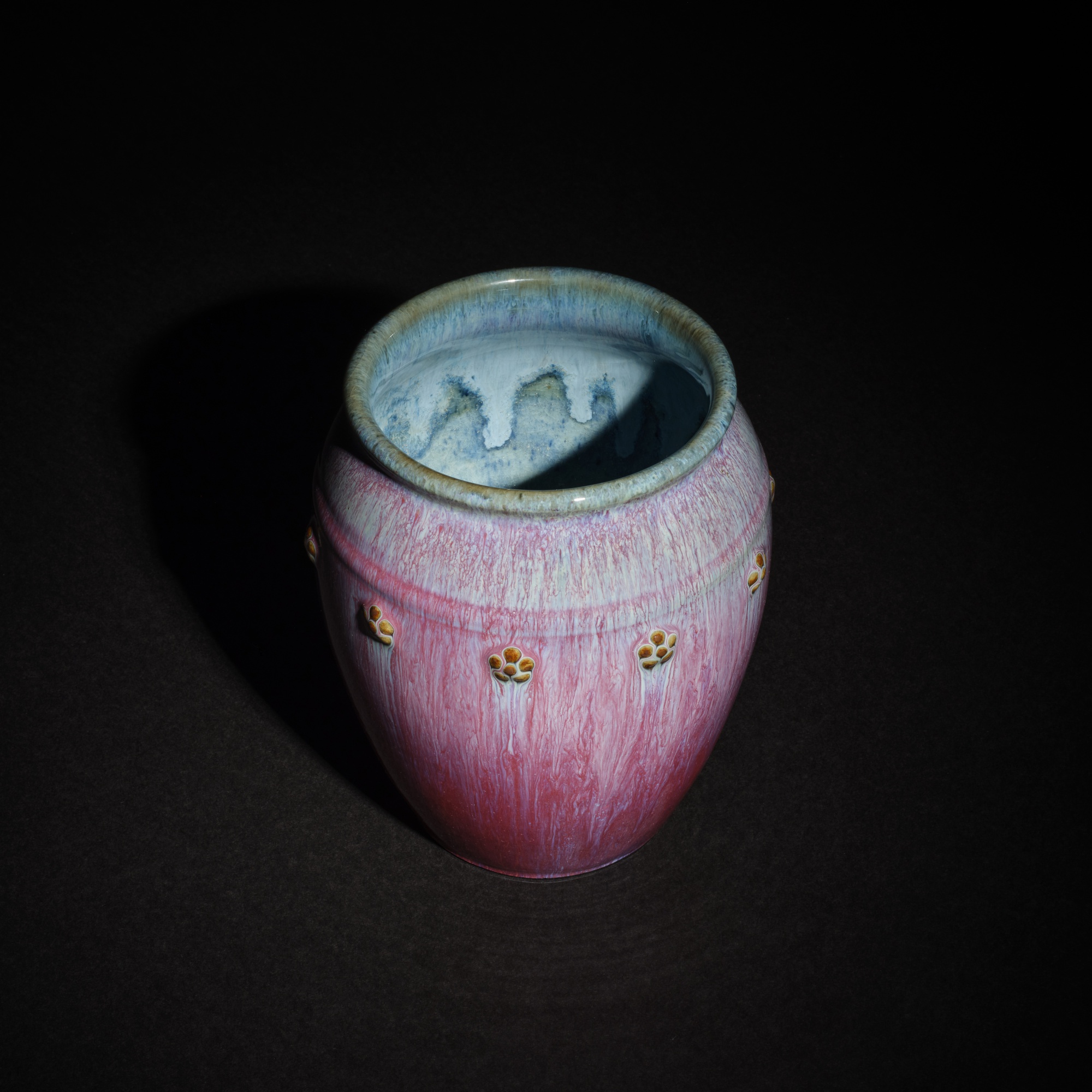 A fine and extremely rare flambé-glazed Jun-type jar, Seal mark and ...