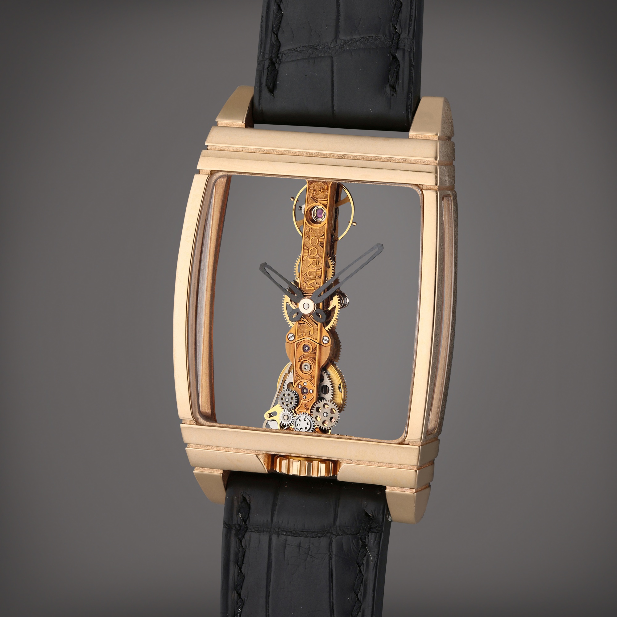 Reference 113.550.55 Golden Bridge | A pink gold skeletonized tonneau ...