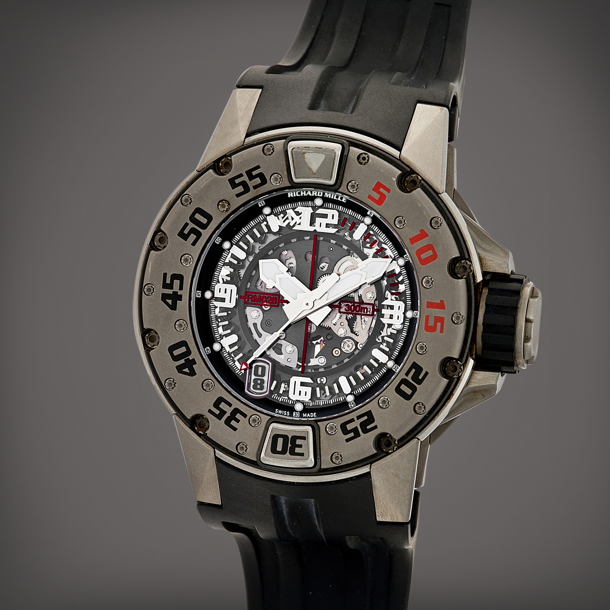 Reference RM028 | A titanium semi-skeletonised wristwatch with date ...