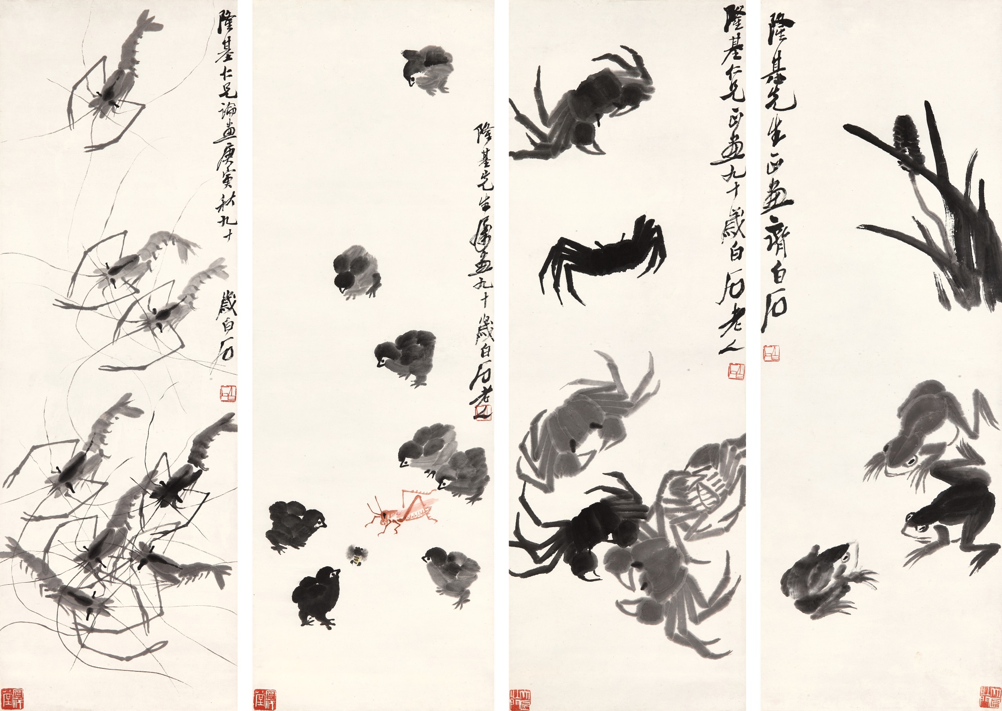 齊白石 水族雛雞 | Qi Baishi, Aquatic Lives and Chicks | Fine Chinese Paintings ...