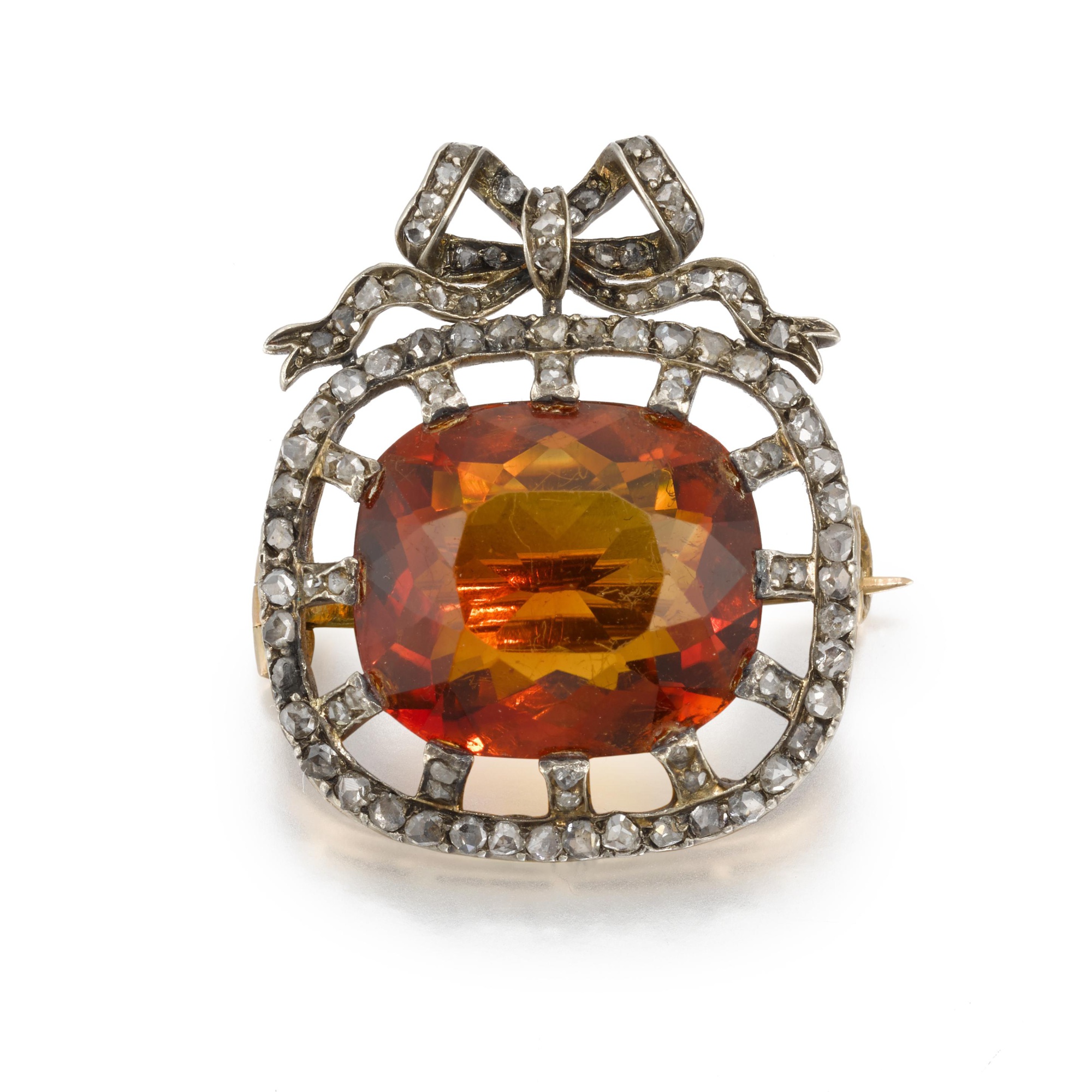 A Fabergé jewelled silver-topped gold-mounted citrine brooch ...