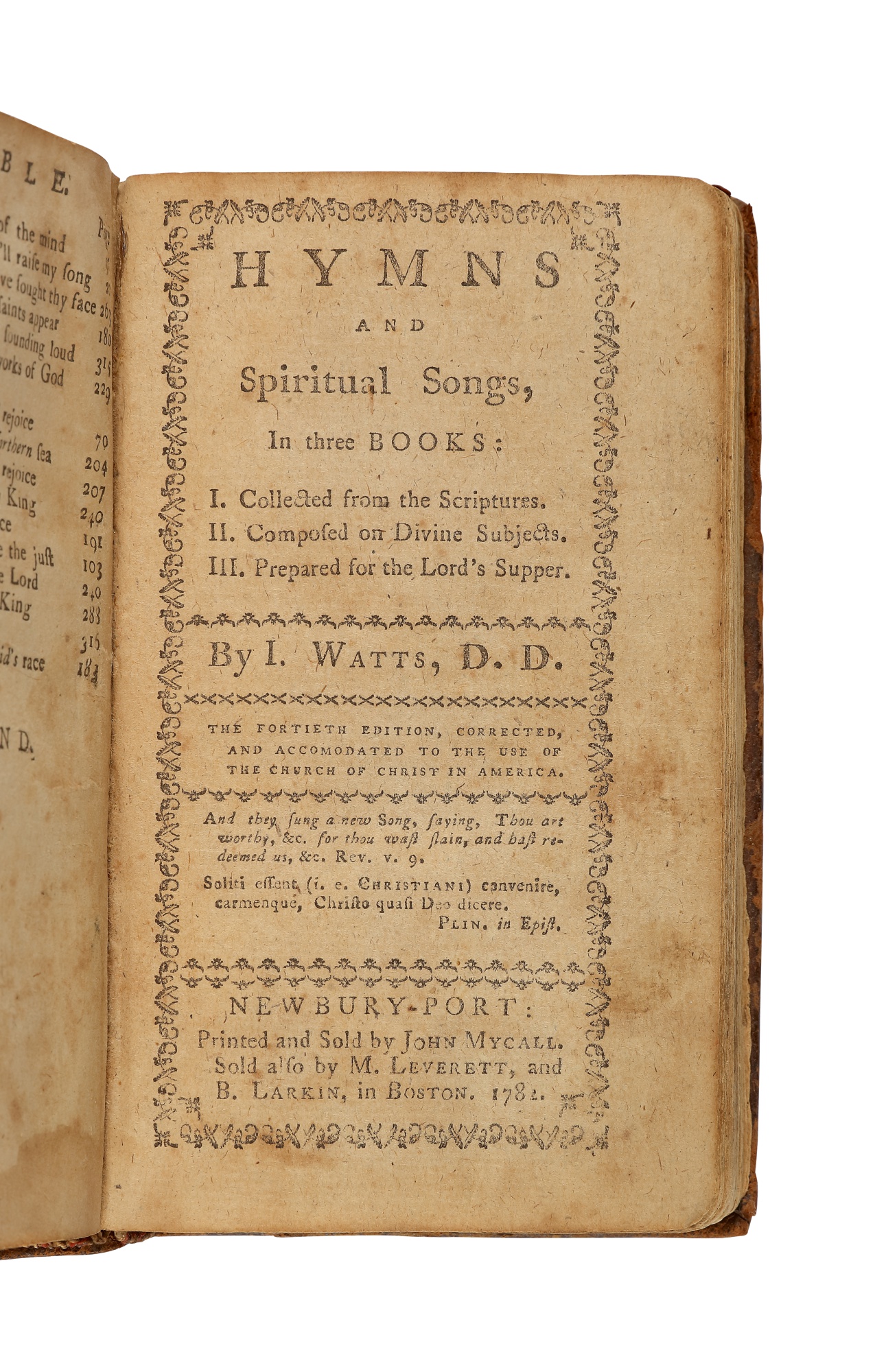 Watts, Isaac | The John Mycall, Newburyport edition of Watts' Psalms ...
