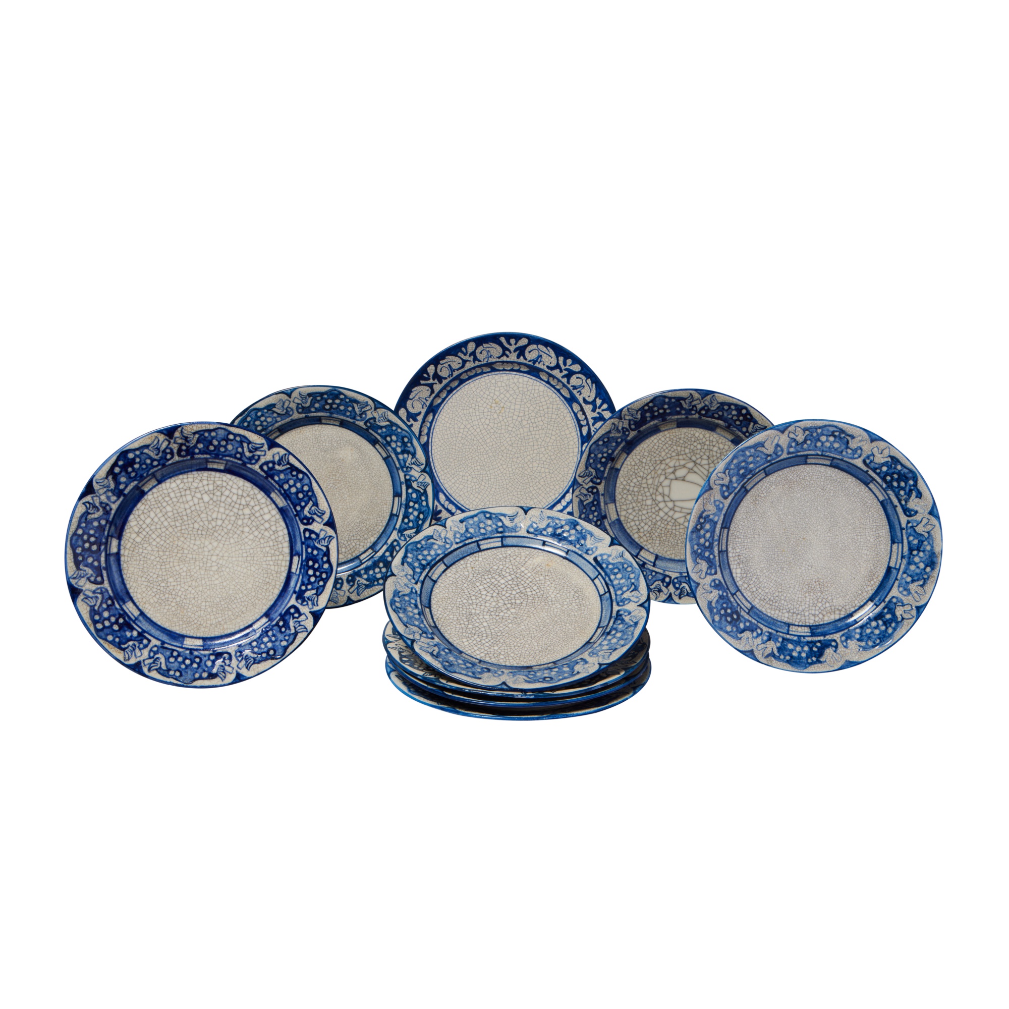 A Set of Eight Dedham Pottery 'Bird in Potted Orange Tree'-Pattern ...