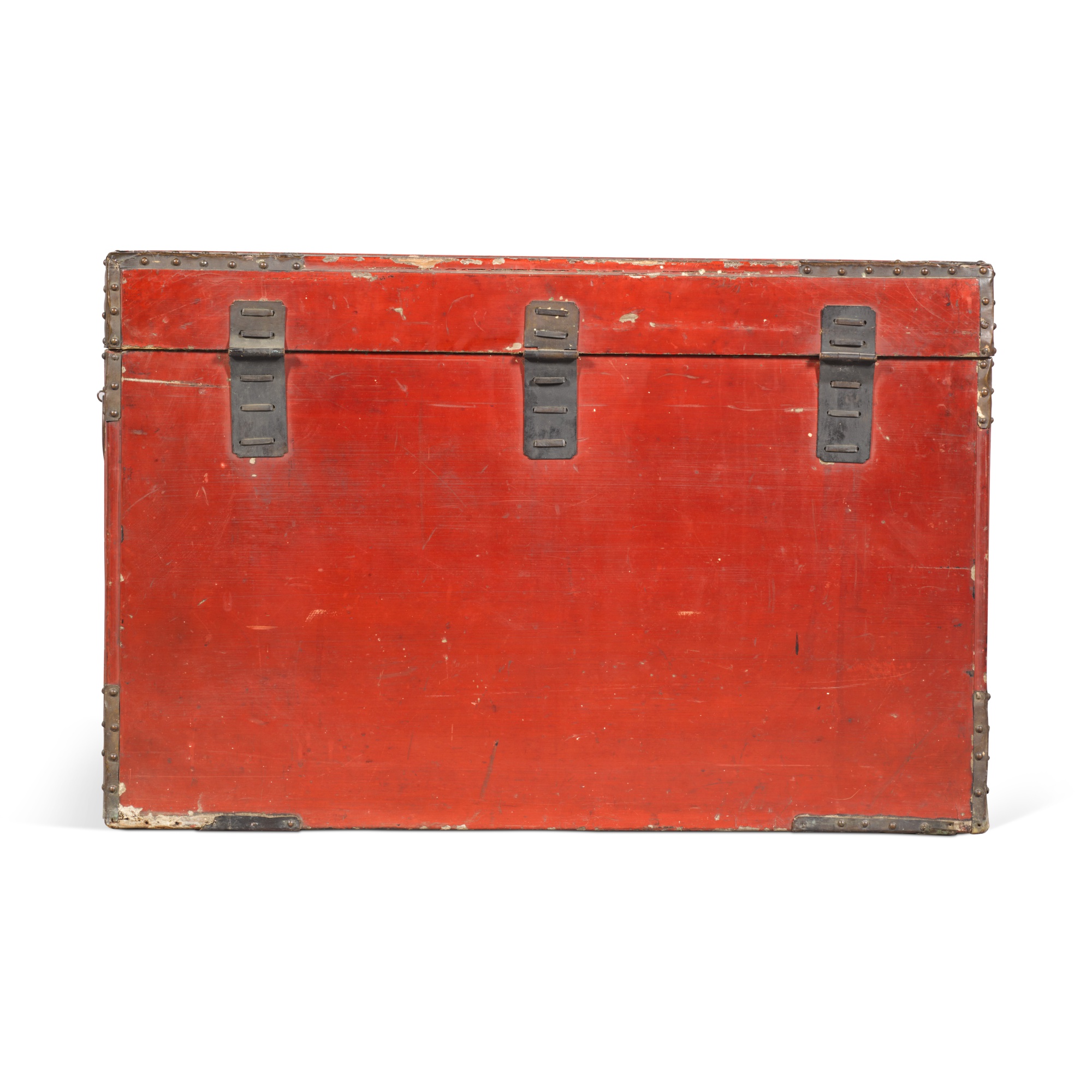 A Japanese brass-mounted red lacquer chest, Ryukyu Islands, late 17th ...