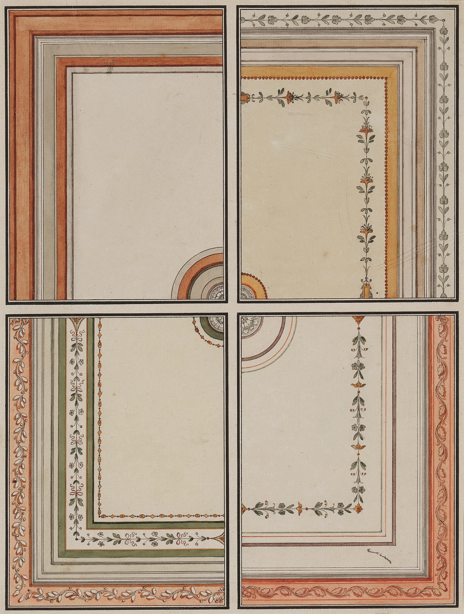 Two ceiling designs, each with four alternative designs | Old Master ...