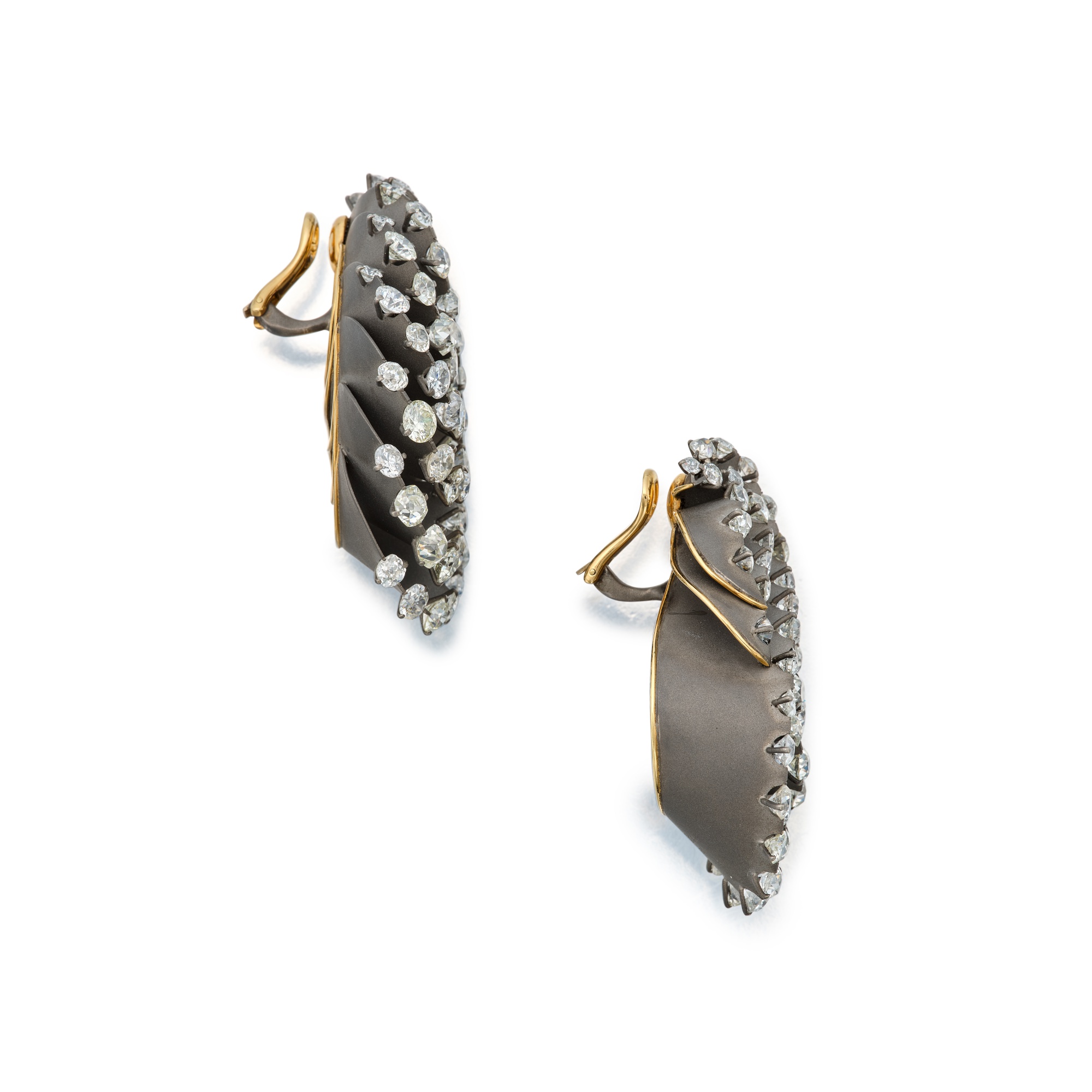 Pair of Titanium and Diamond Earclips, Paris | SABBA | 一對鈦合金及鑽石耳夾，巴黎 ...