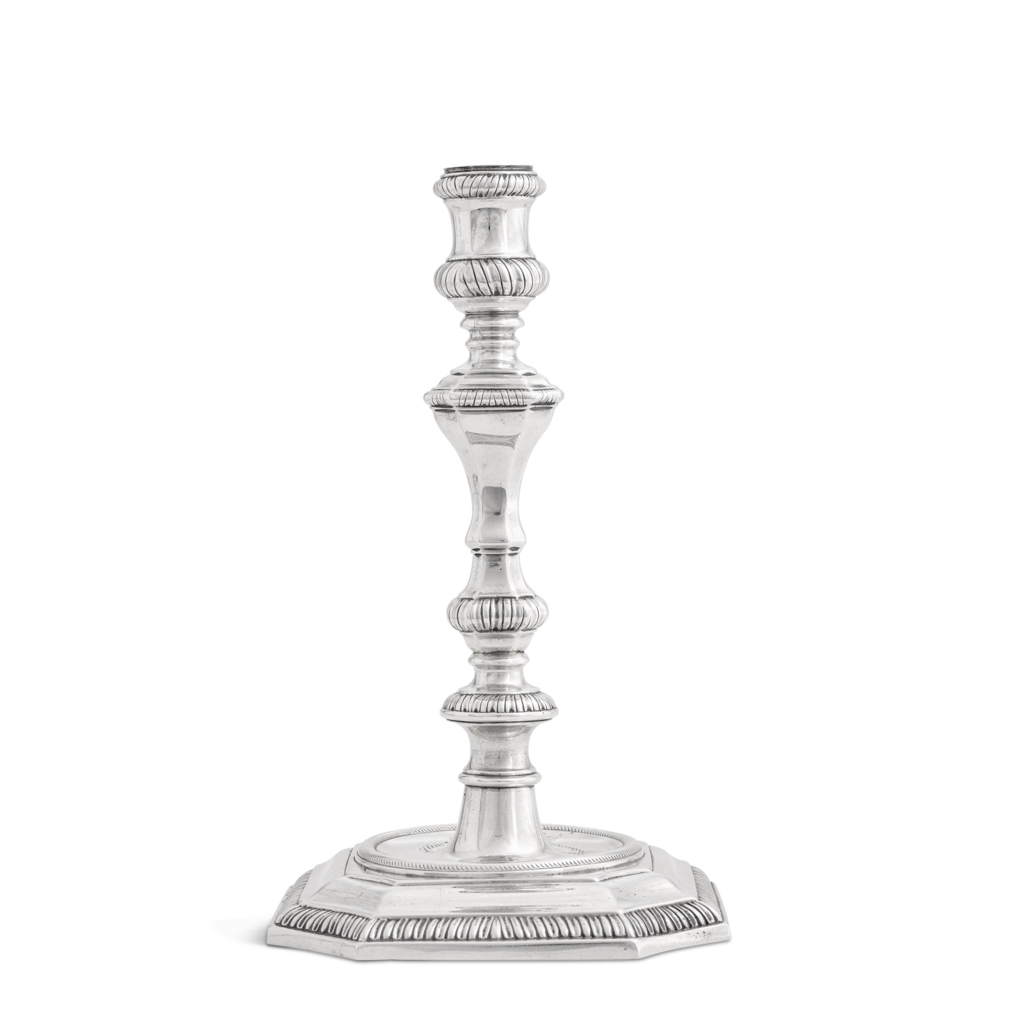 A set of four George II silver candlesticks, George Wickes, London ...